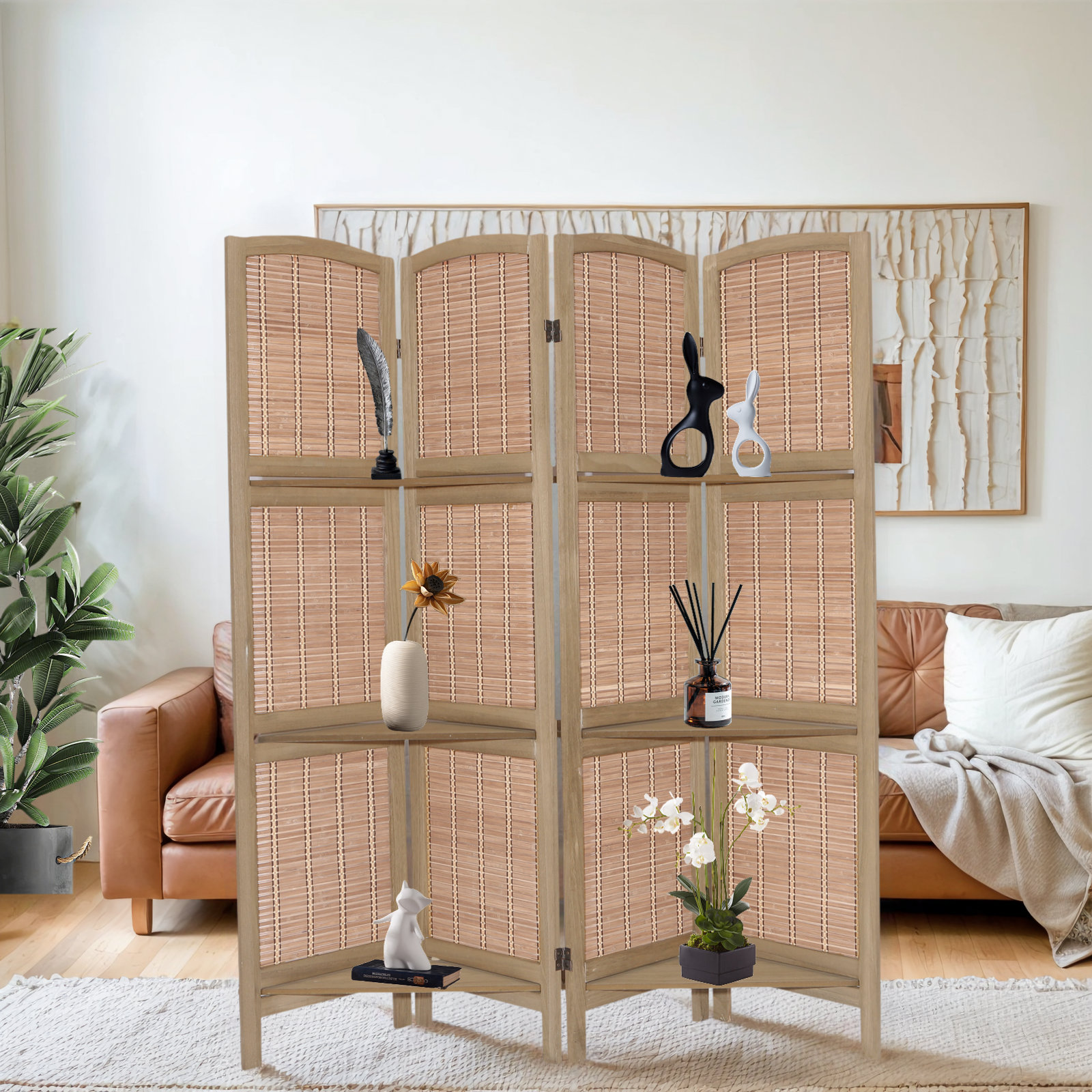 Gracie Oaks 4 - Panel Wood Folding Room Divider Screens Privacy ...