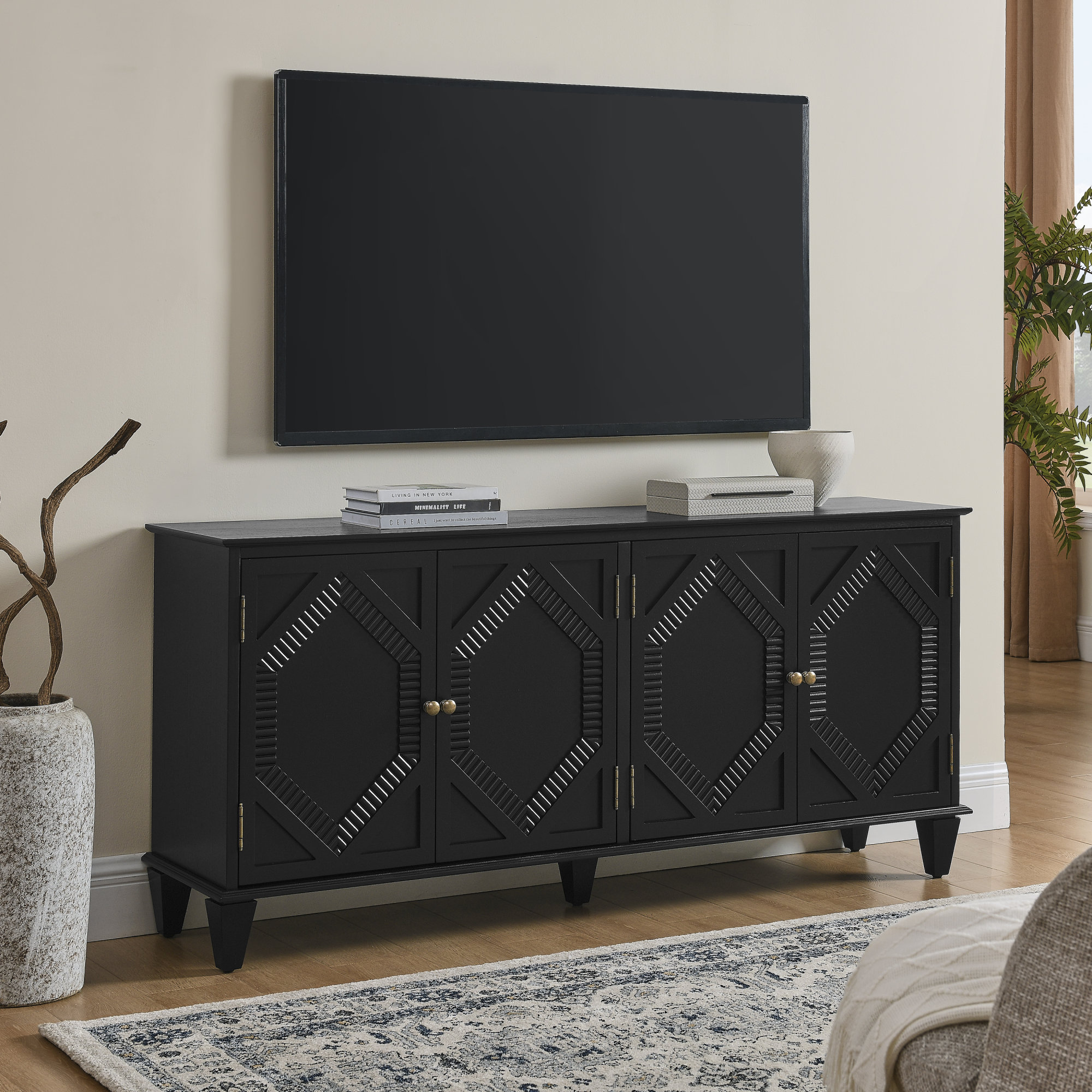 Red Barrel Studio® Elegant Storage Solution Solid Wood Mid-century Modern Design Versatile Home ...