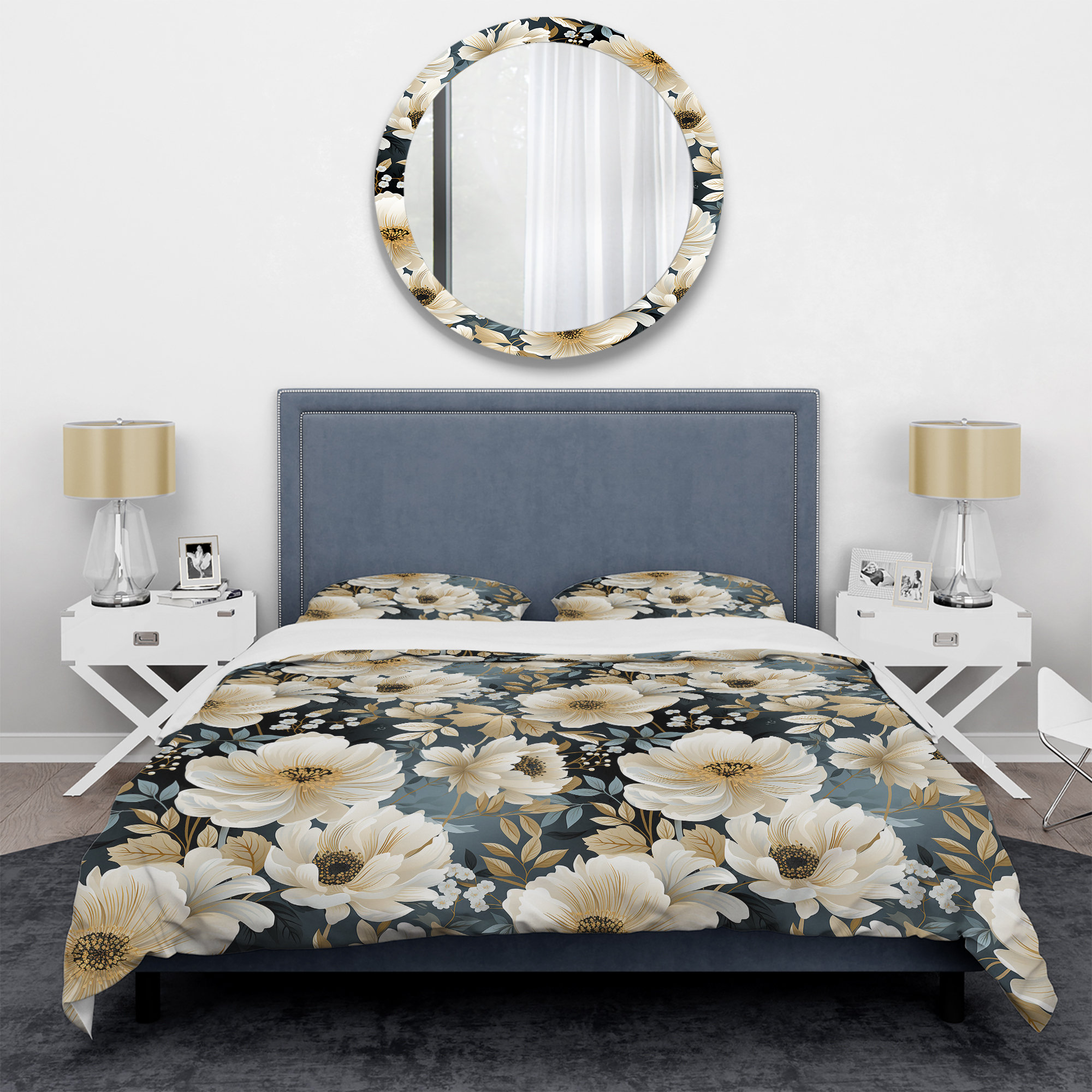 Design Art White Begonia Botanicals Collage Duvet Cover Set | Wayfair