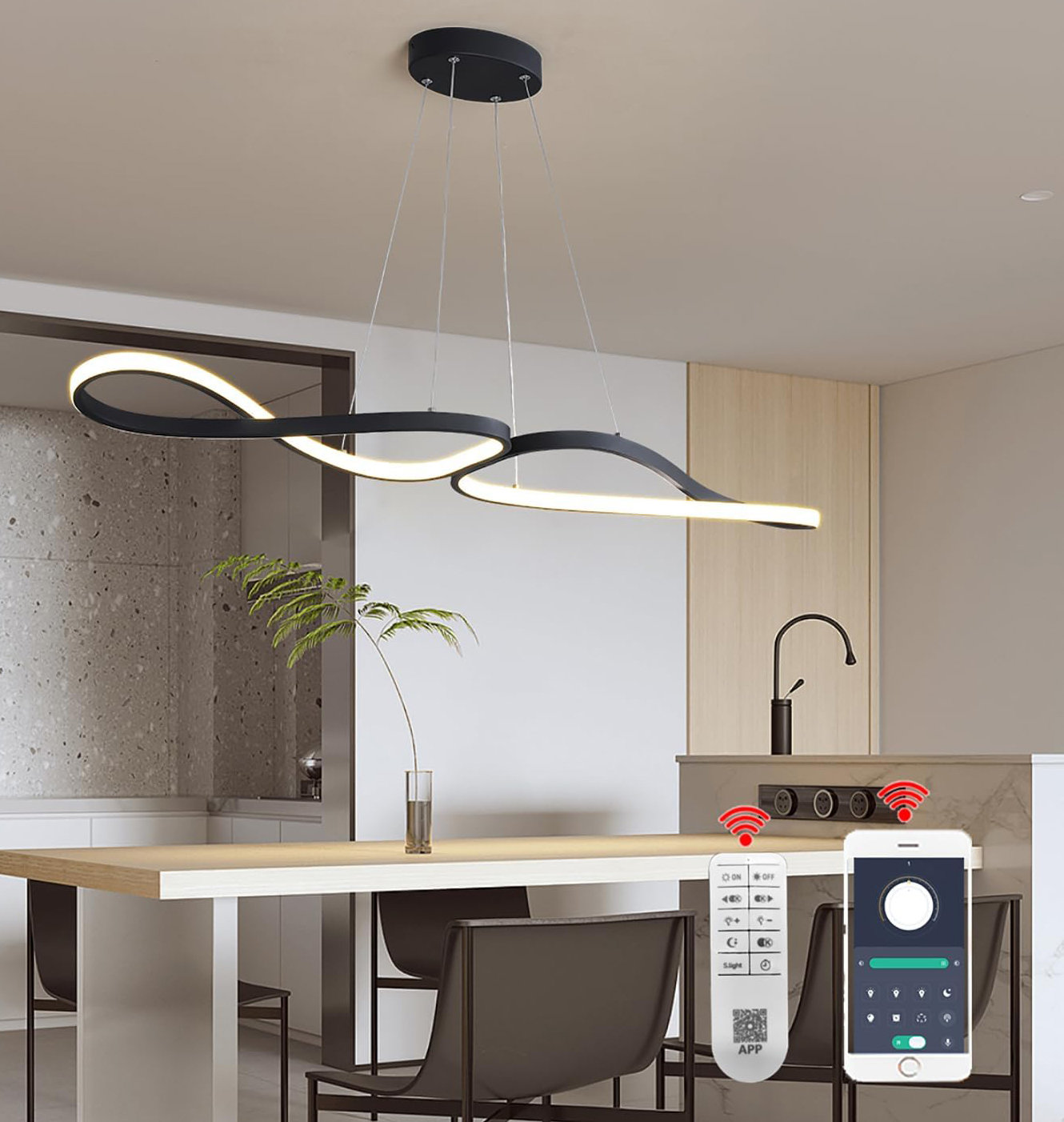 Ivy Bronx Plating Modern Pendant Lights Dimmable Kitchen Chandeliers ...