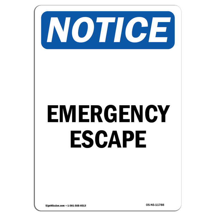 SignMission Notice Emergency Escape Sign | Wayfair