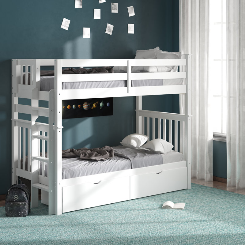 Harriet Bee Treva Solid Wood Standard Bunk Beds with End Ladder and 2 ...