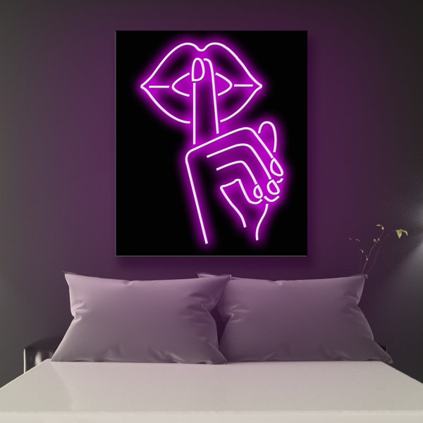 Happy Larry Neon Sign Light Shhh Purple Home/Wall Decor | Wayfair.co.uk