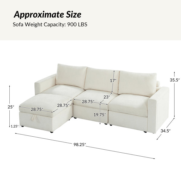 Ebern Designs Doulyn 4 Piece Storage Modular Sectional Sofa With Multi ...