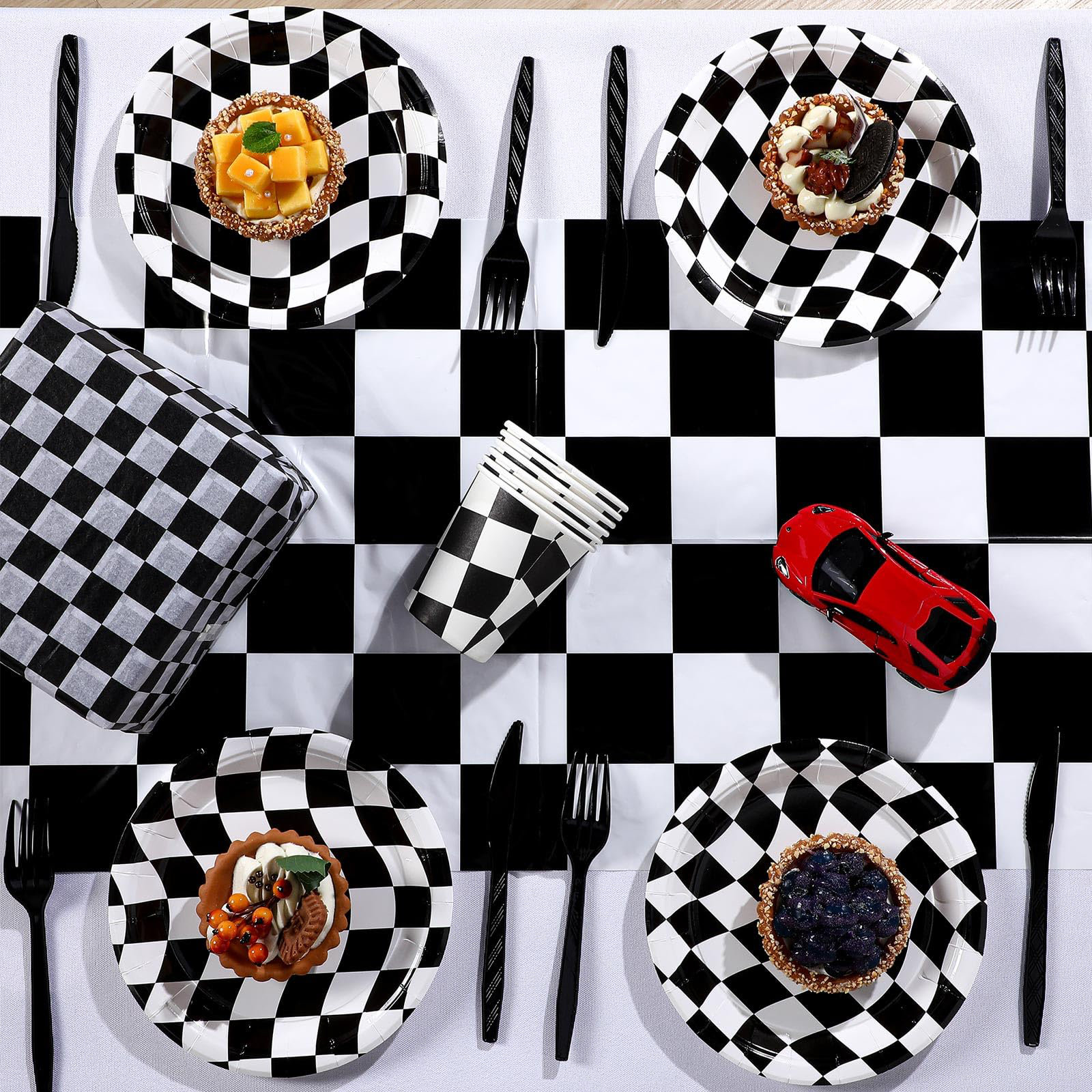 Hokku Designs 12 Pcs Plastic Checkered Table Runner 14 X 108 Inch ...