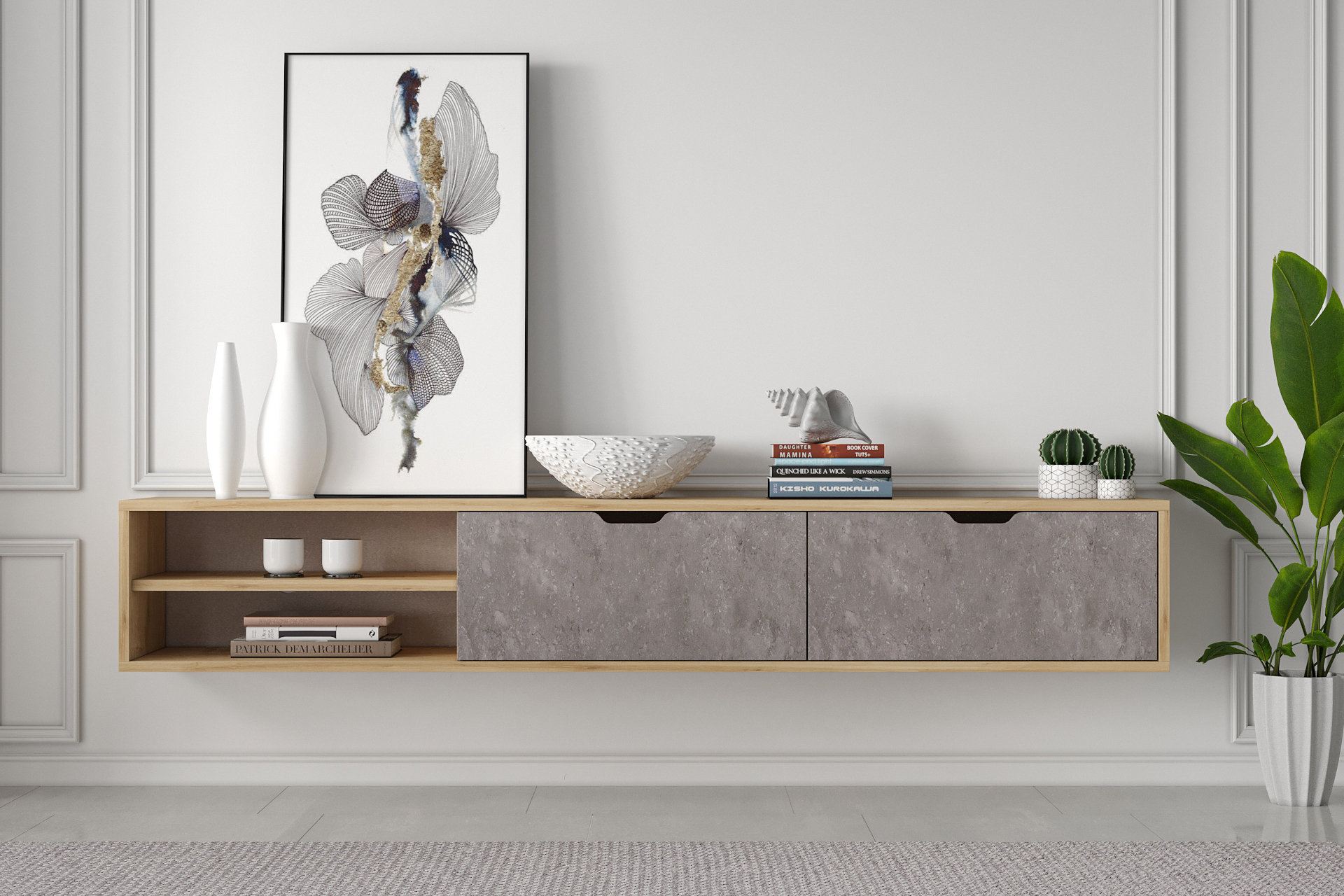 Ebern Designs Savya 71" Wall Mounted Floating Entertainment Media ...