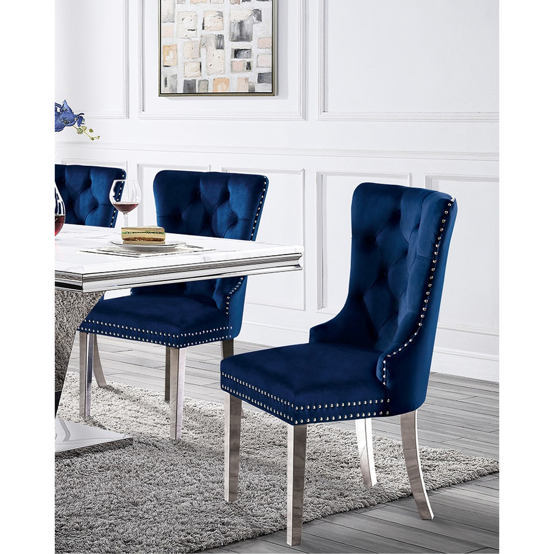 Everly Quinn Contemporary Wingback Chairs Flannelette, Button Seat ...