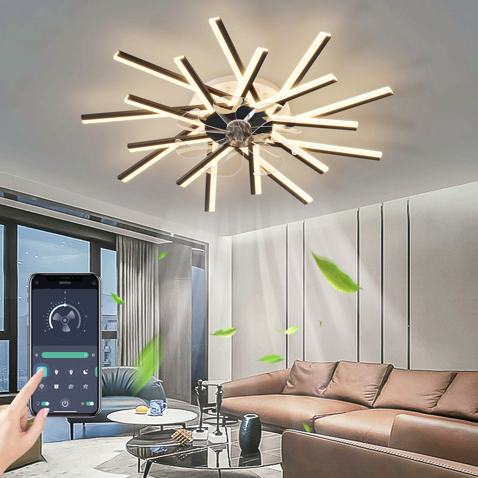 Wrought Studio™ 36In Ceiling Fan With Lights Remote Contro Dimmable Led ...