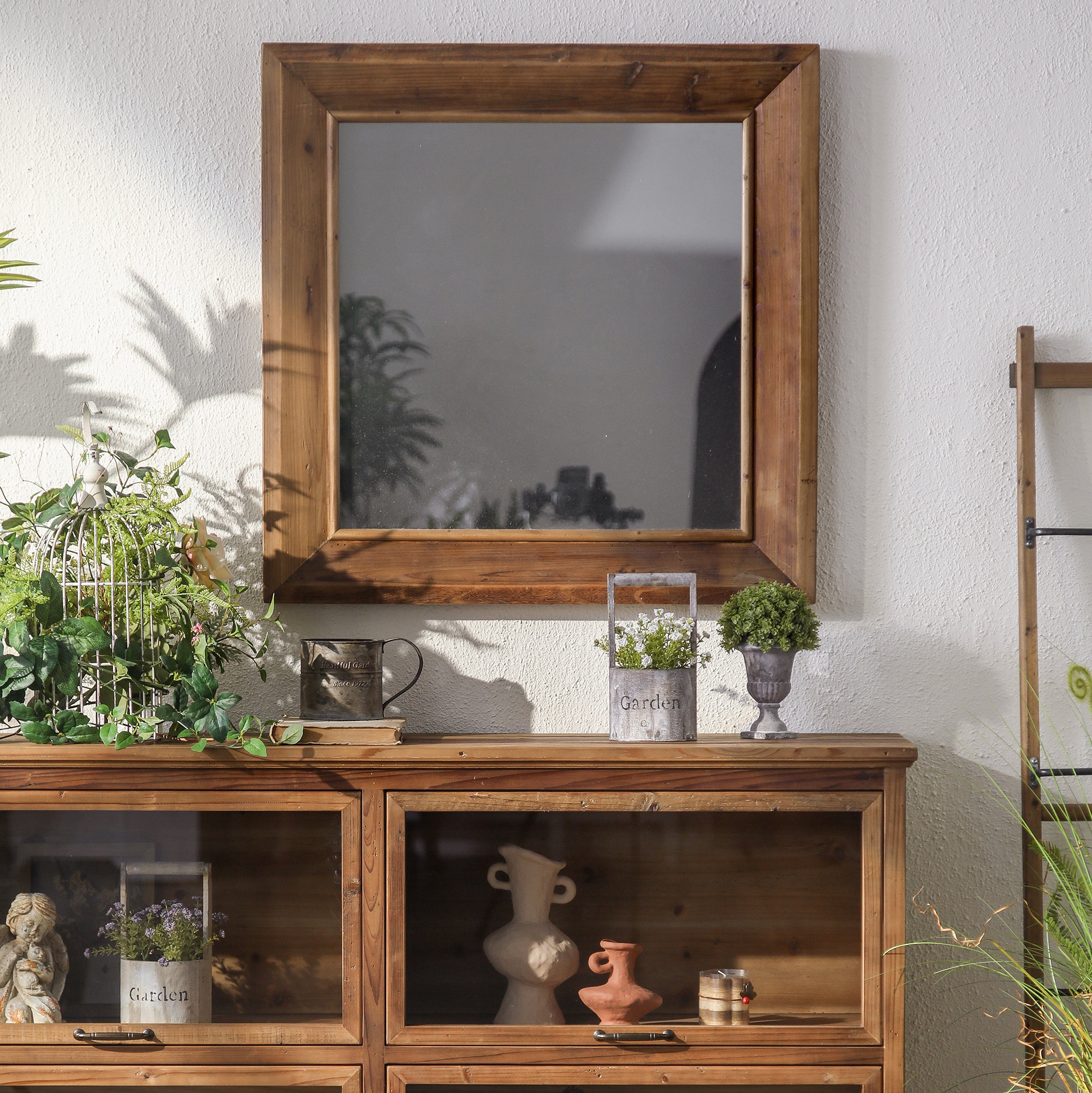 Millwood Pines Rustic Wooden Frame Wall Mirror,farmhouse Decor For Home ...