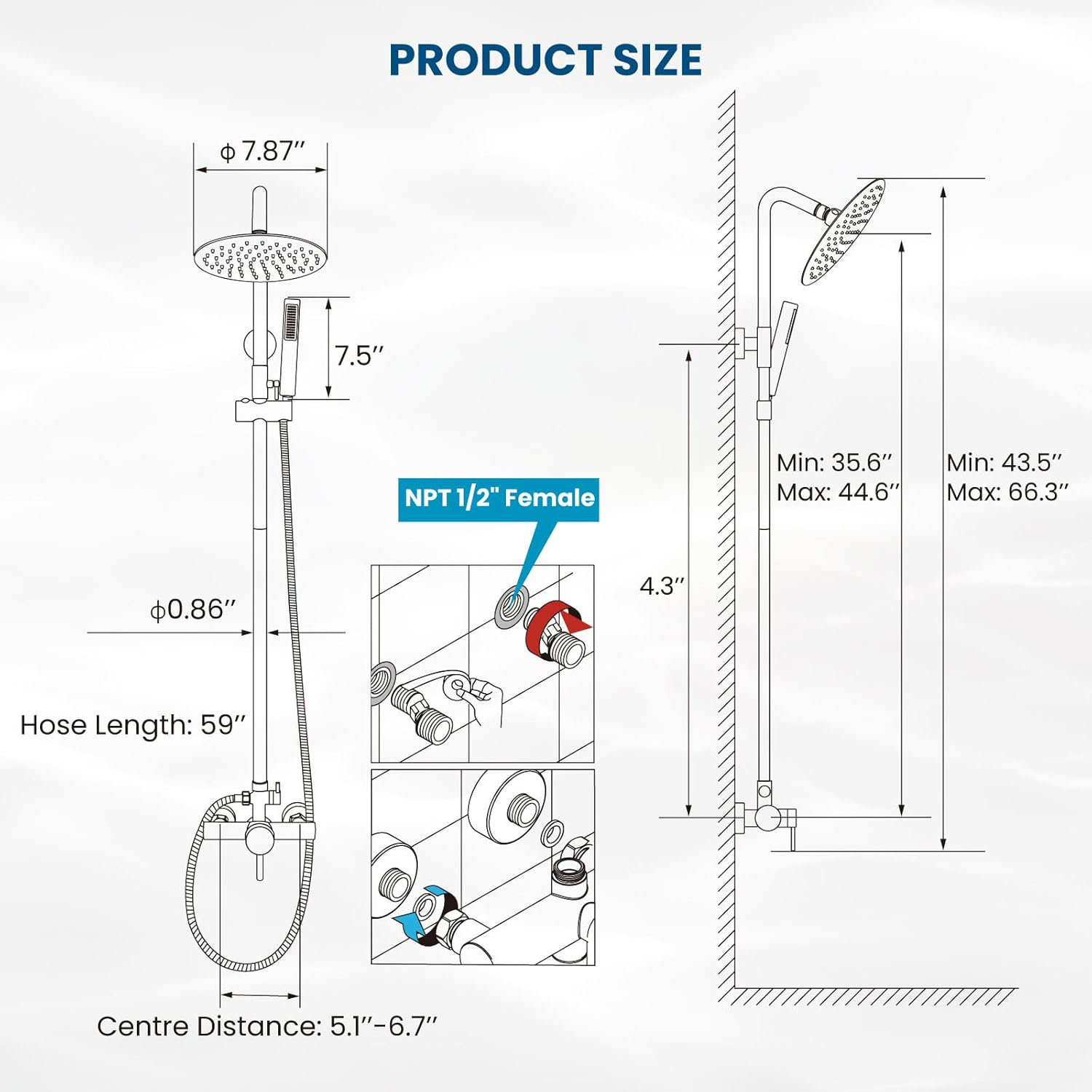 SOLVUR SUS304 Outdoor Shower Fixture High Pressure Shower System Wall ...