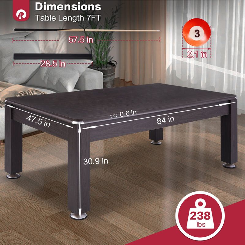 RayChee 84" 3-in-1 Multi Game Pool Table with Dining/Poker Top | Wayfair