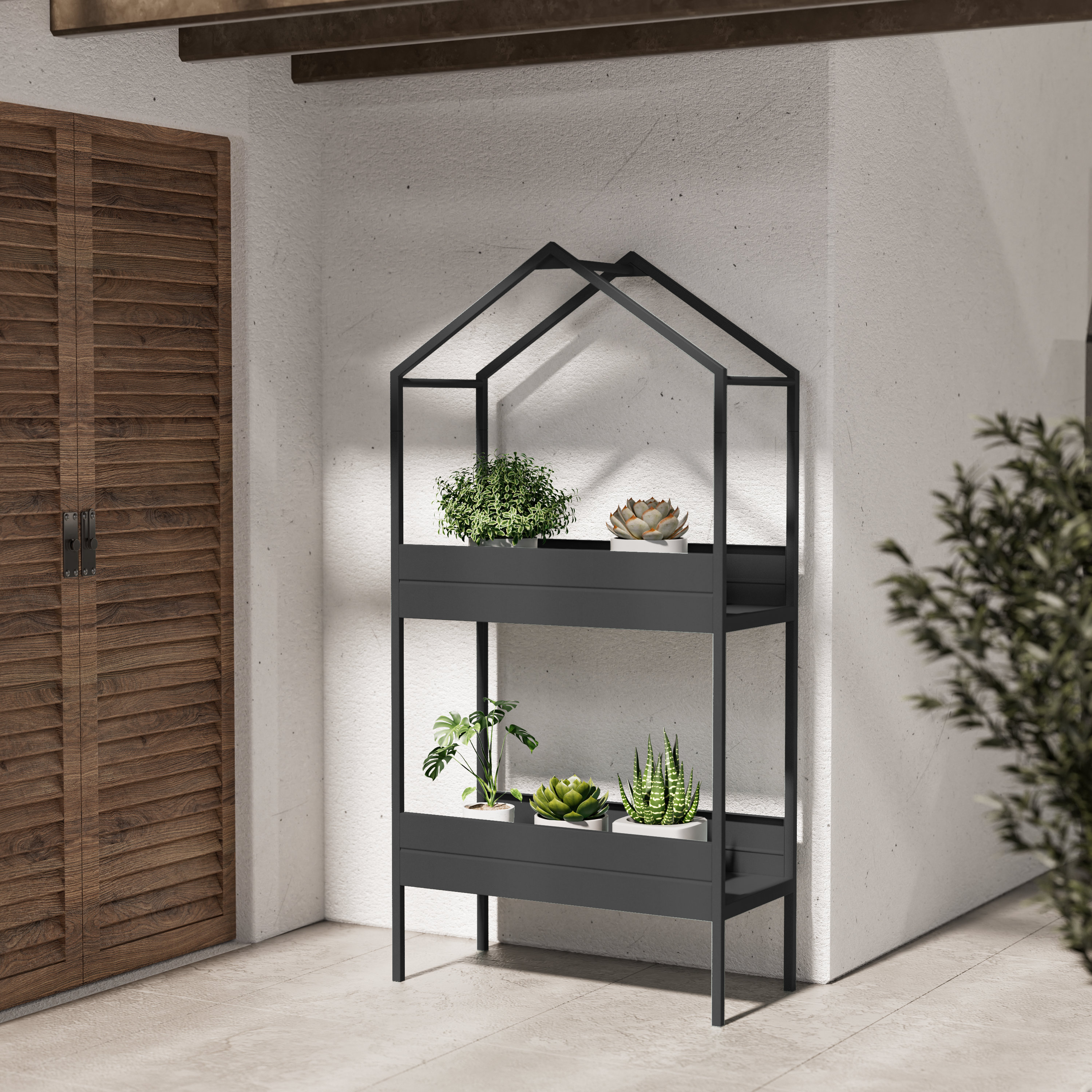 Latitude Run® Outdoor Steel Planter Stand With Large Storage & Reviews ...