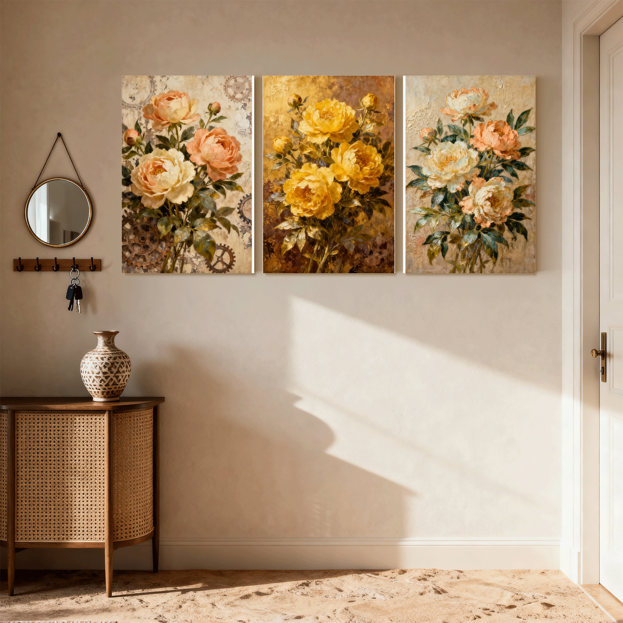 Winston Porter Fashion Vintage Floral Rose Art Canvas Print Set Set of ...