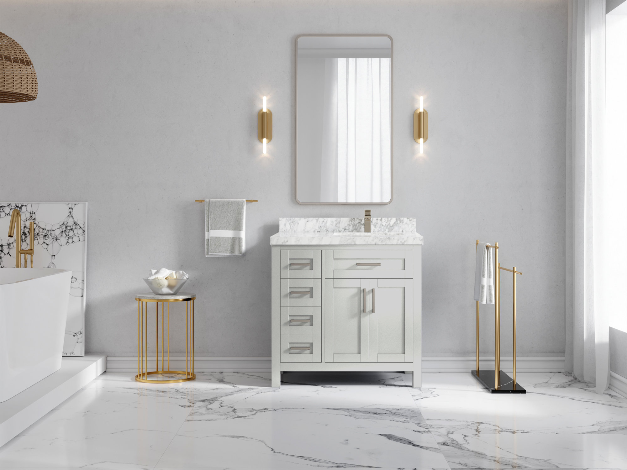 Mercer41 Ensemble de meuble-lavabo simple 36 po Gwenan - Wayfair Canada