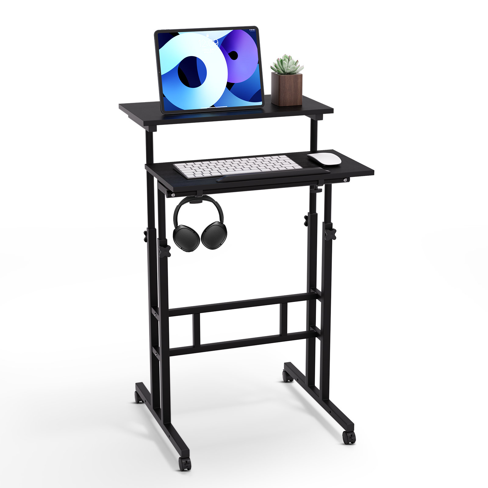 Inbox Zero Oziel Mobile Computer Desk, Adjustable Height Laptop ...