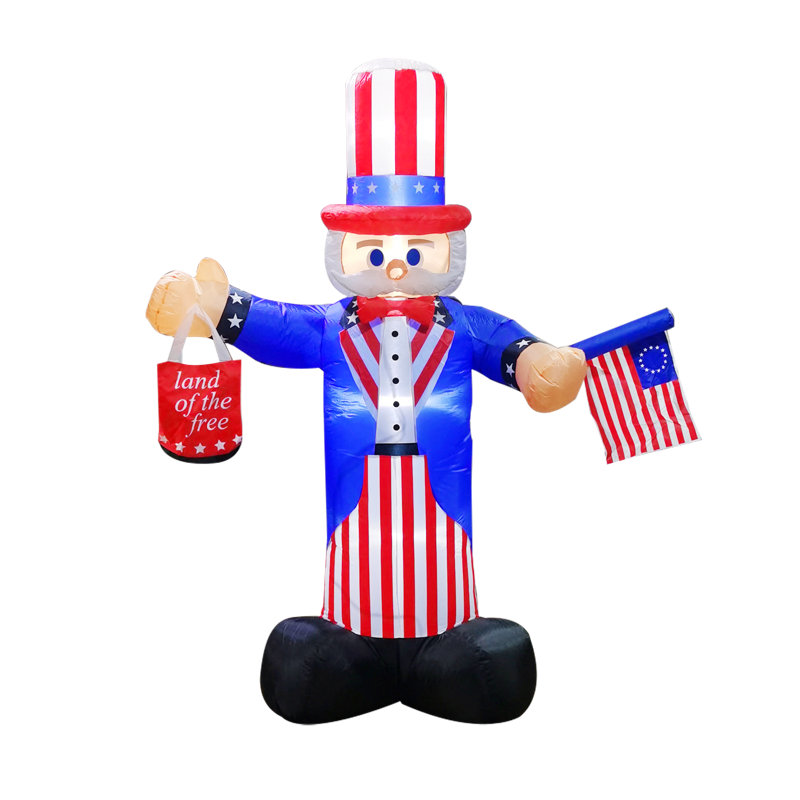 The Holiday Aisle® Uncle Sam Hold American Flag Inflatable | Wayfair