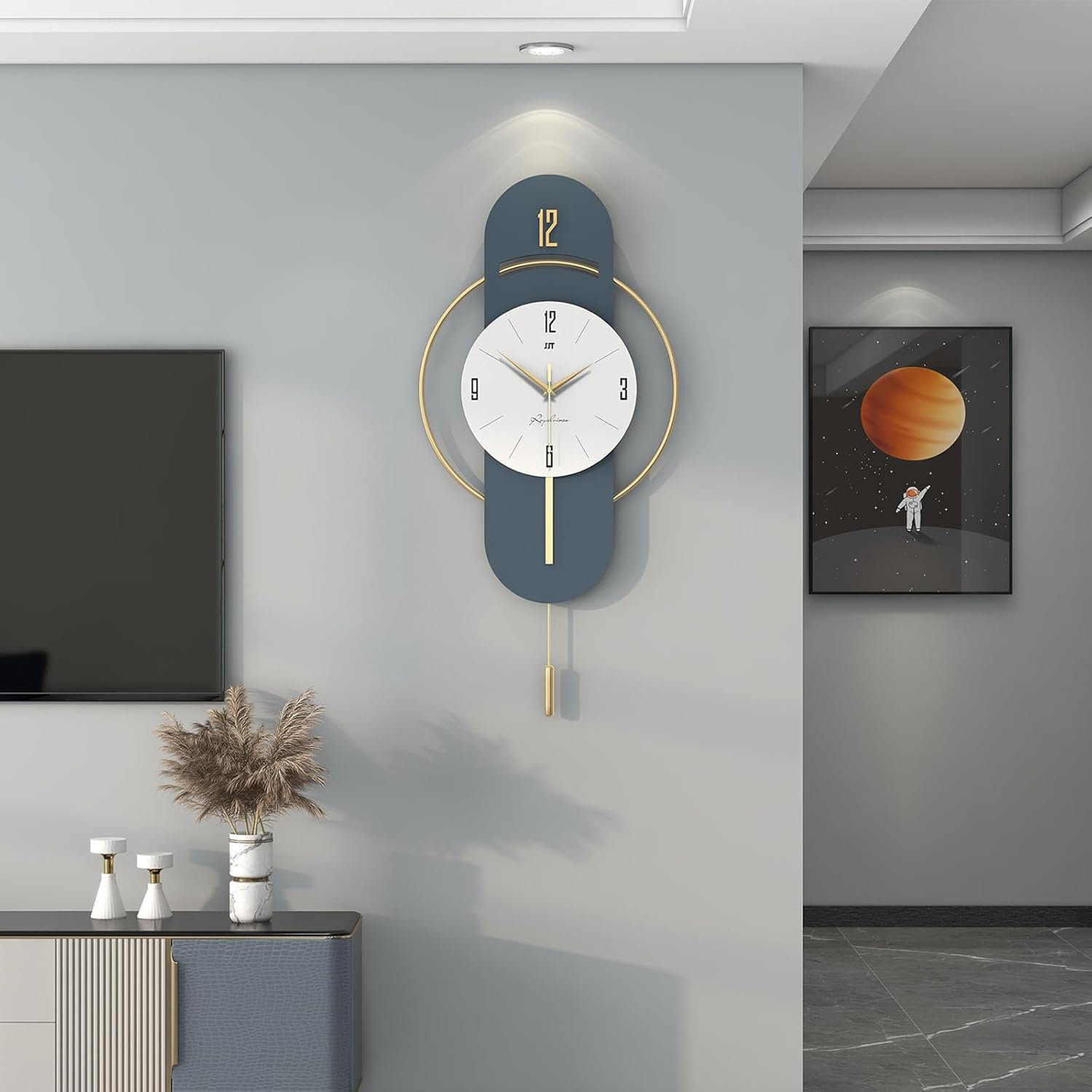 Everly Quinn 28 Inch Large Decorative Wood Wall Clock, Silent Battery ...
