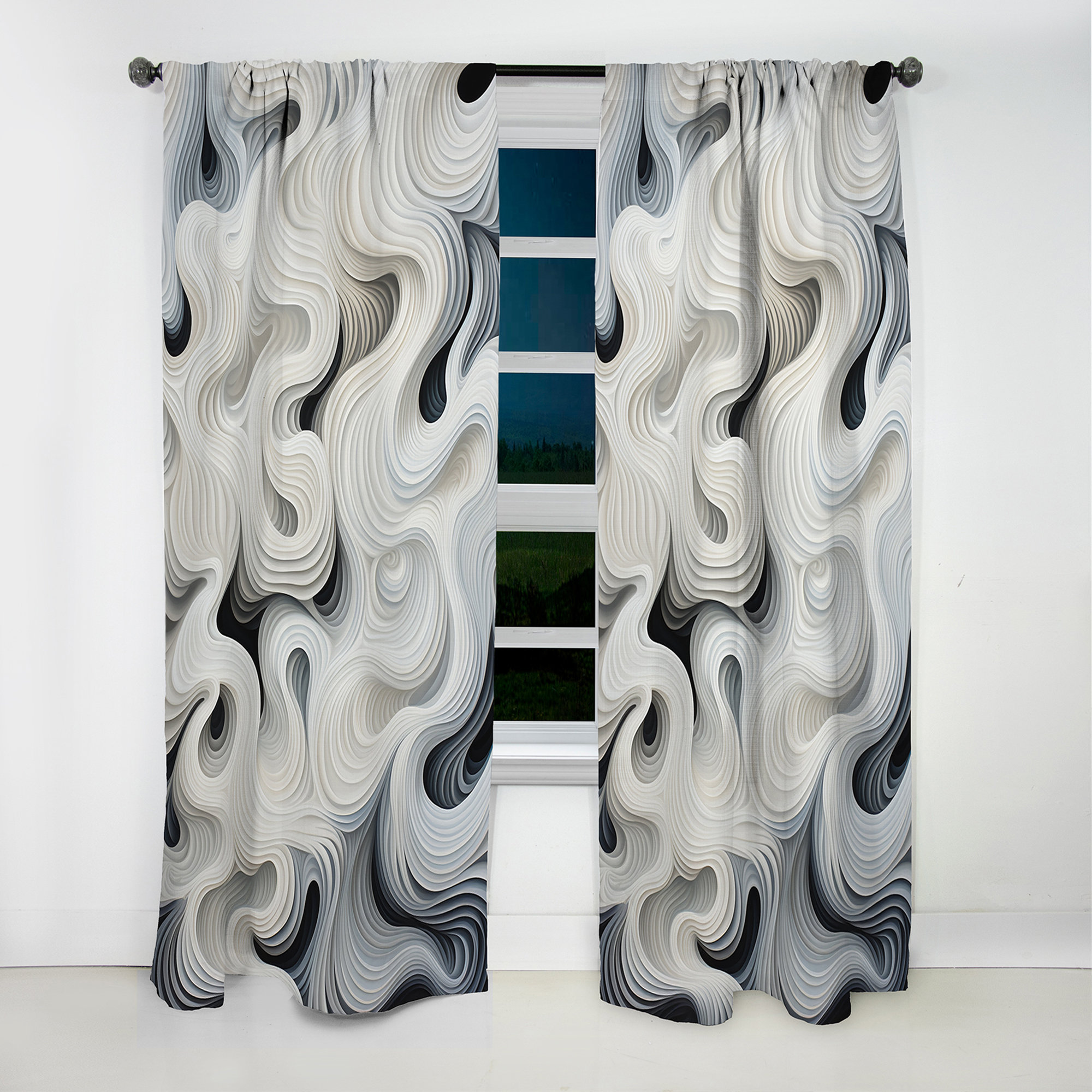 East Urban Home Iversen - Op Art Abstract Blackout Curtain - 1 Panels ...