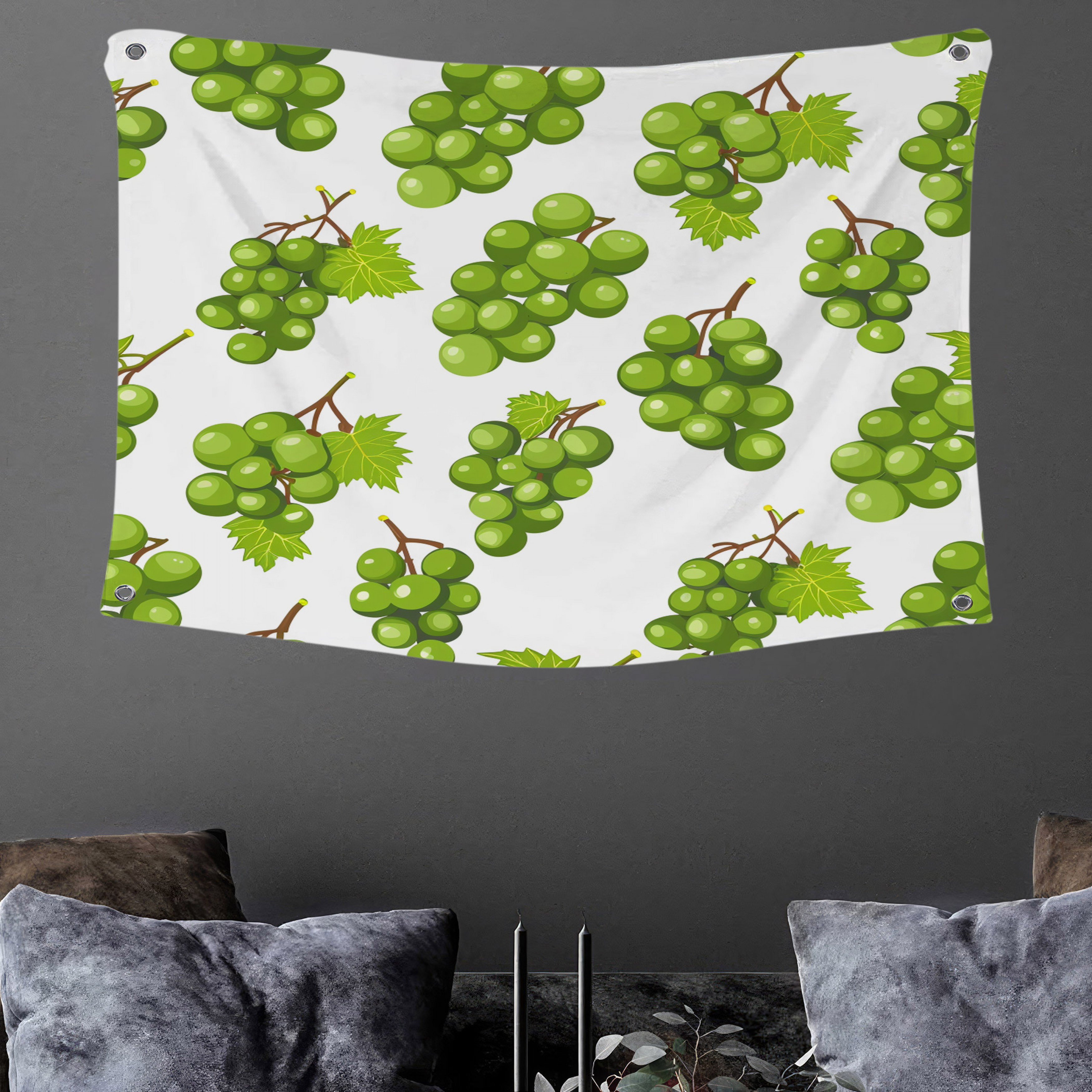 East Urban Home Green Grapes Wall Tapestry - Food Wall Decor | Wayfair