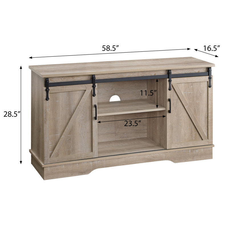Rosalind Wheeler TV Stand With 2 Sliding Barn Doors Accent Cabinet ...