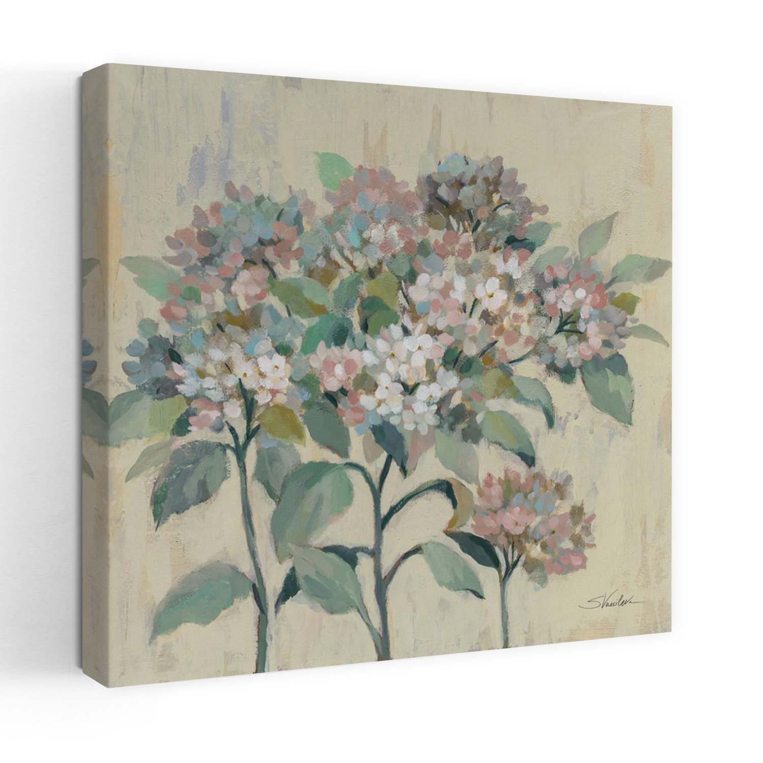 Ophelia & Co. Contemporary Romantic Hydrangeas With Blue Cottage Art ...