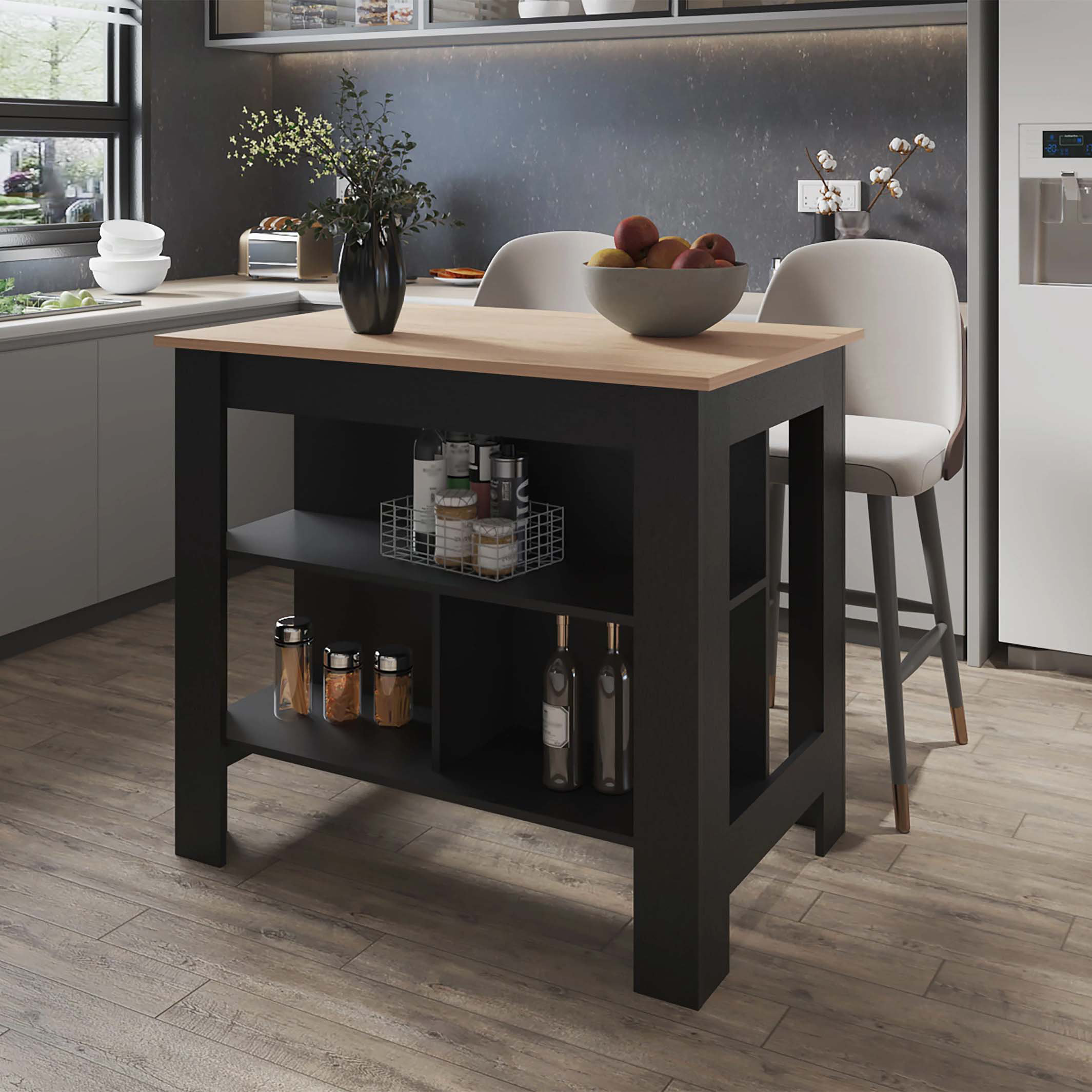 Hokku Designs Kitchen Island with Open Storage - Wayfair Canada