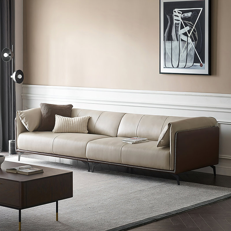 Wrought Studio™ Beniamino Nordic Luxury Simple Three Seat Faux Leather ...