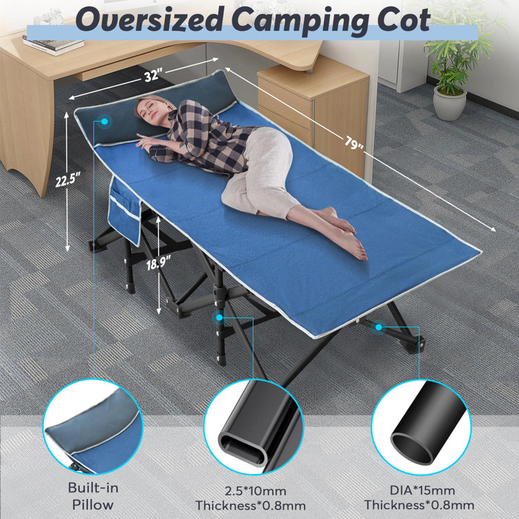 Suteck Folding Camping Cot XXL, 79" L x 32" W x 19" H Oversized ...