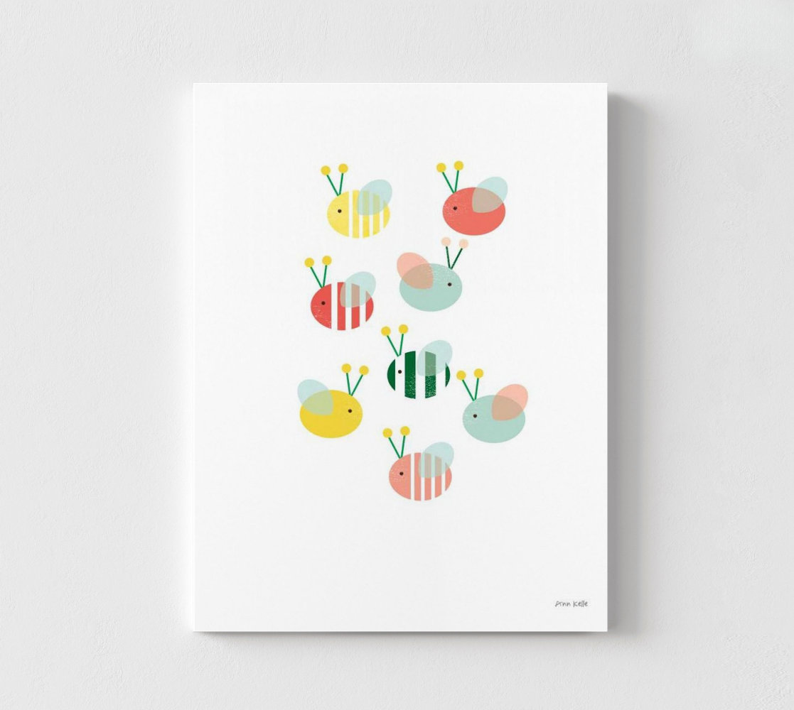 WeFrameArt Bumblebee Friends by Ann Kelle, Bee Drawing Print, Baby Bee ...