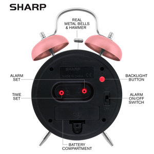 Sharp Twin Bell Quartz Analog Alarm Clock | Wayfair