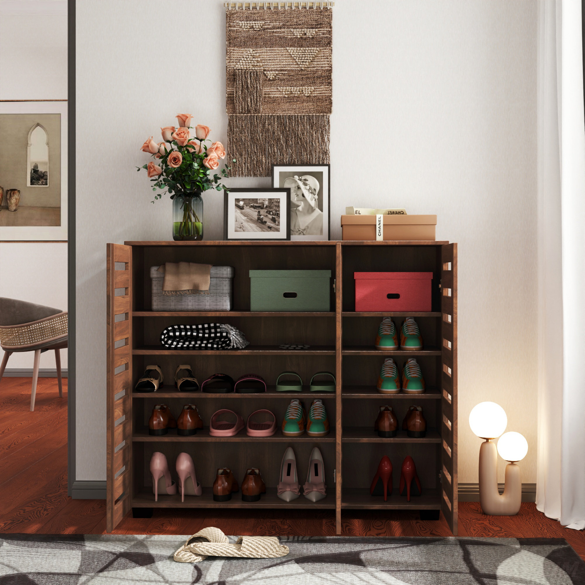 George Oliver Range-chaussures, range-chaussures à 5 niveaux avec ...