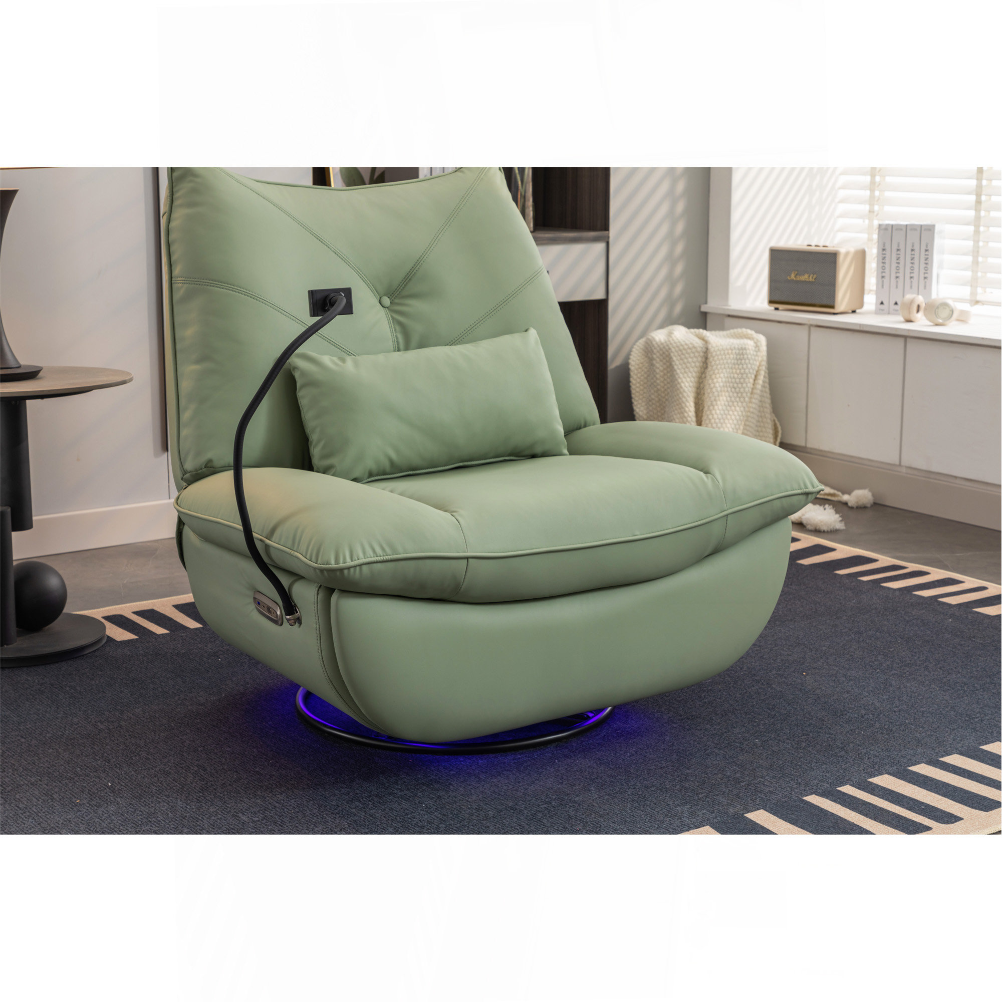 Ebern Designs 270 Swivel Glider Recliner Chair, Power Recliner Rocking ...