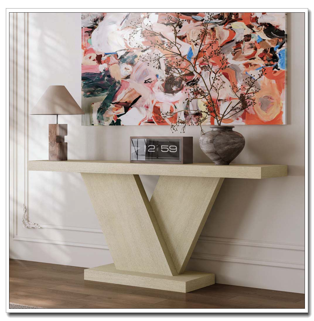 Latitude Run® 66" L Modern X-Leg Console Table with Solid Wood Veneer ...