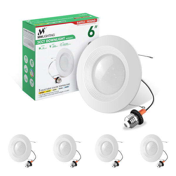 MW LIGHTING MW 4pk 6 Inch LED Can Light Retrofit,12W=90W,2700K/3000K ...