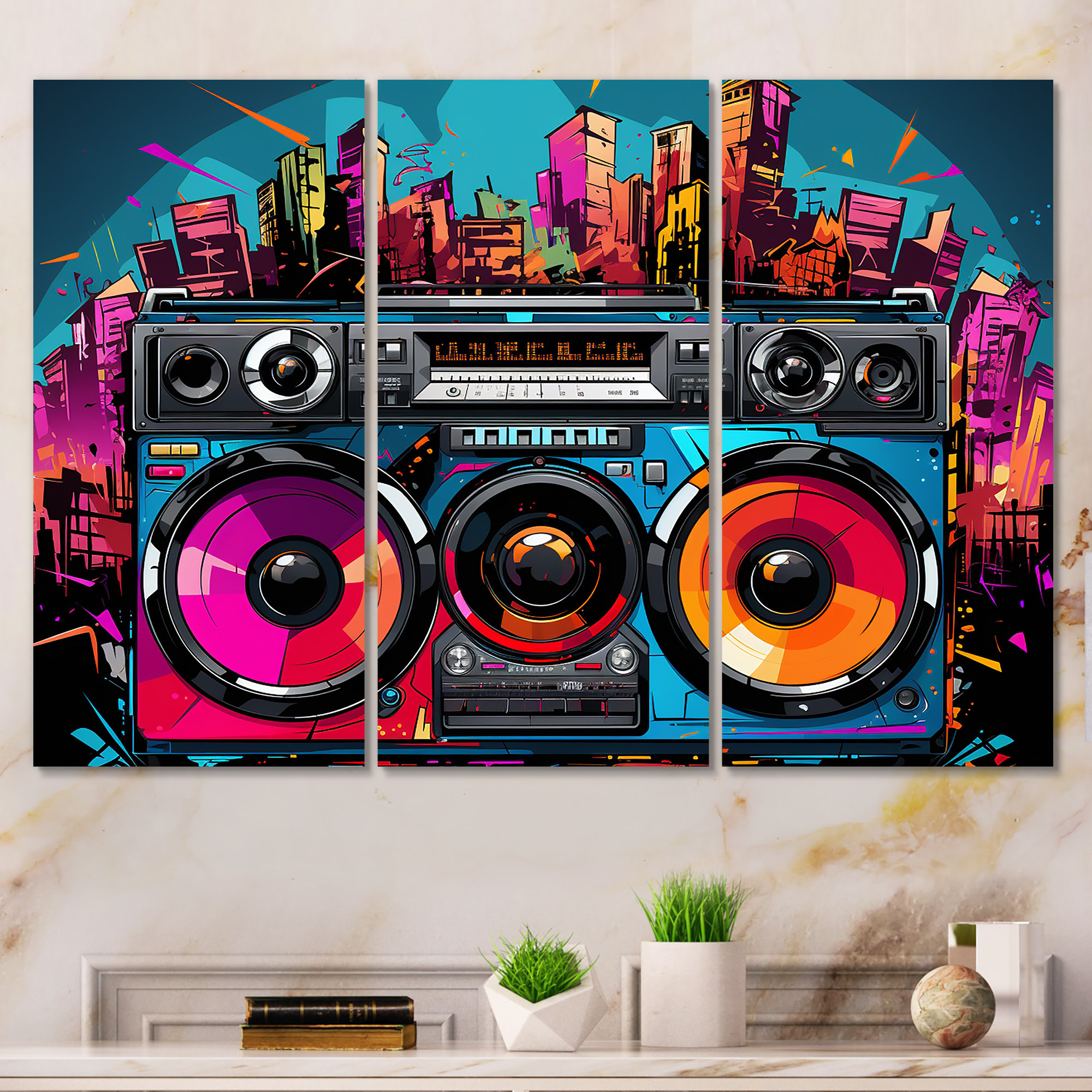 Ivy Bronx Pop Art Vibrant Boom Box Music - Turntables & Boom Boxes Wall ...