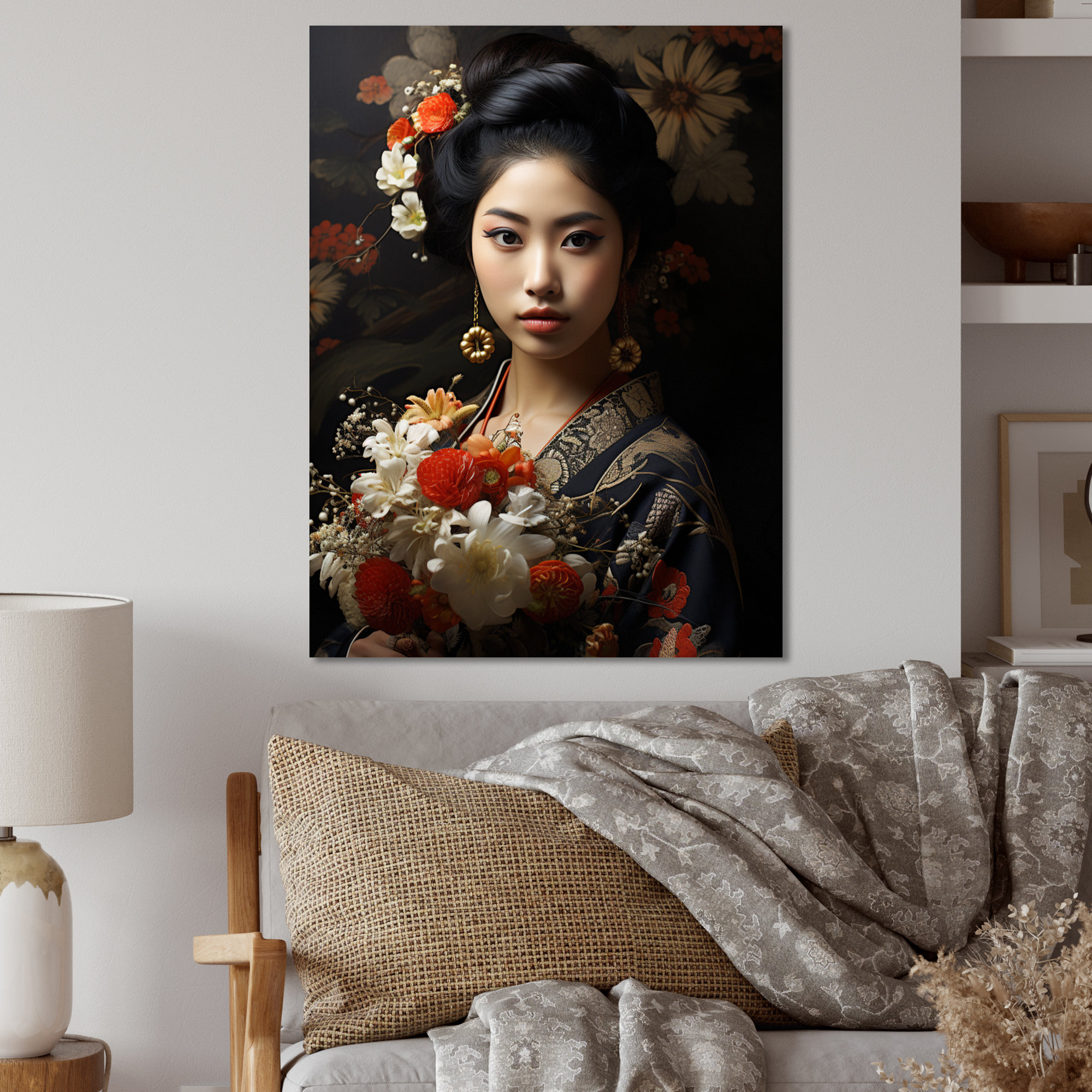 Latitude Run® Asian Art Geishas Grace V - Asian Metal Wall Decor ...