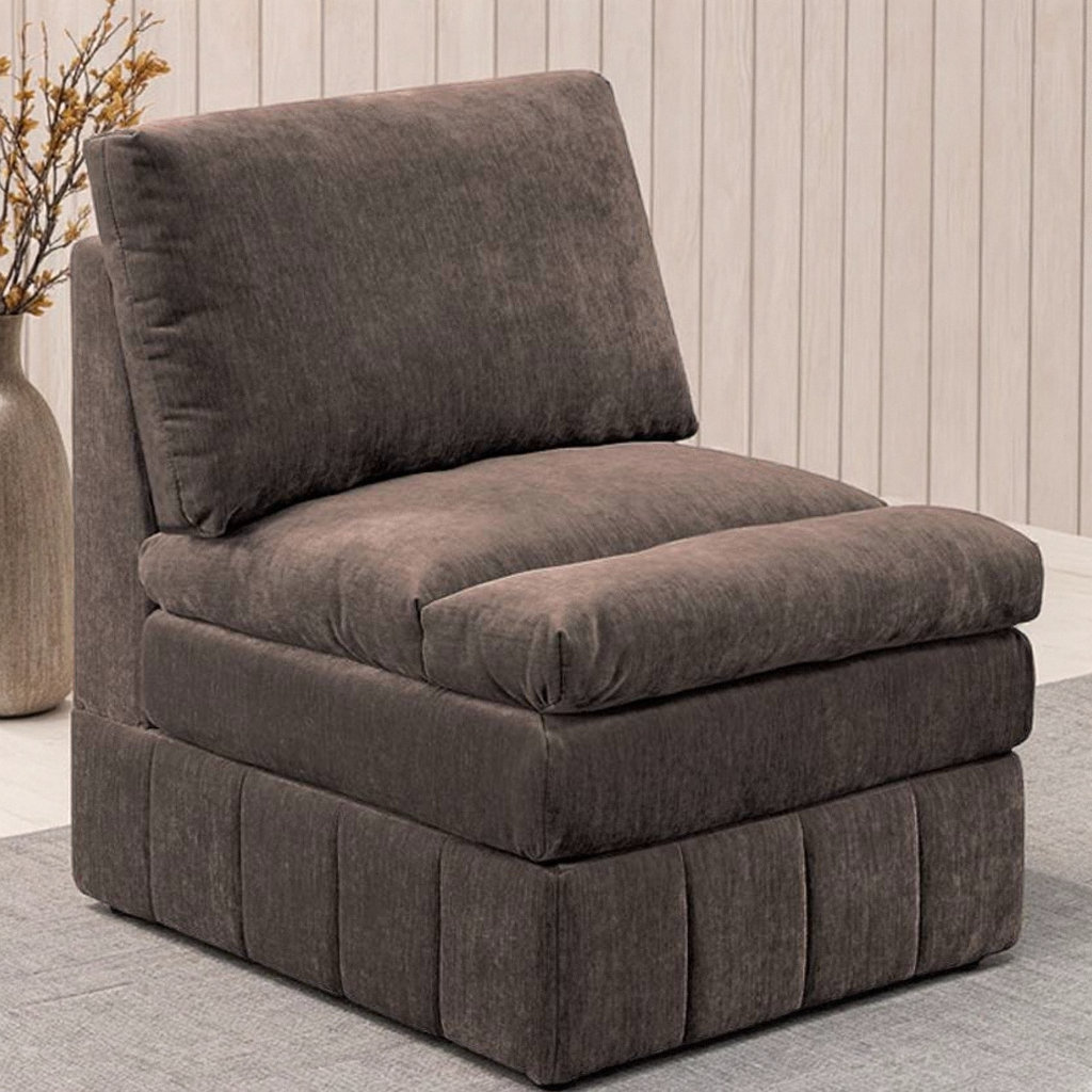 George Oliver Luxury Modern Armless Modular Chair - Plush Suede Comfort ...