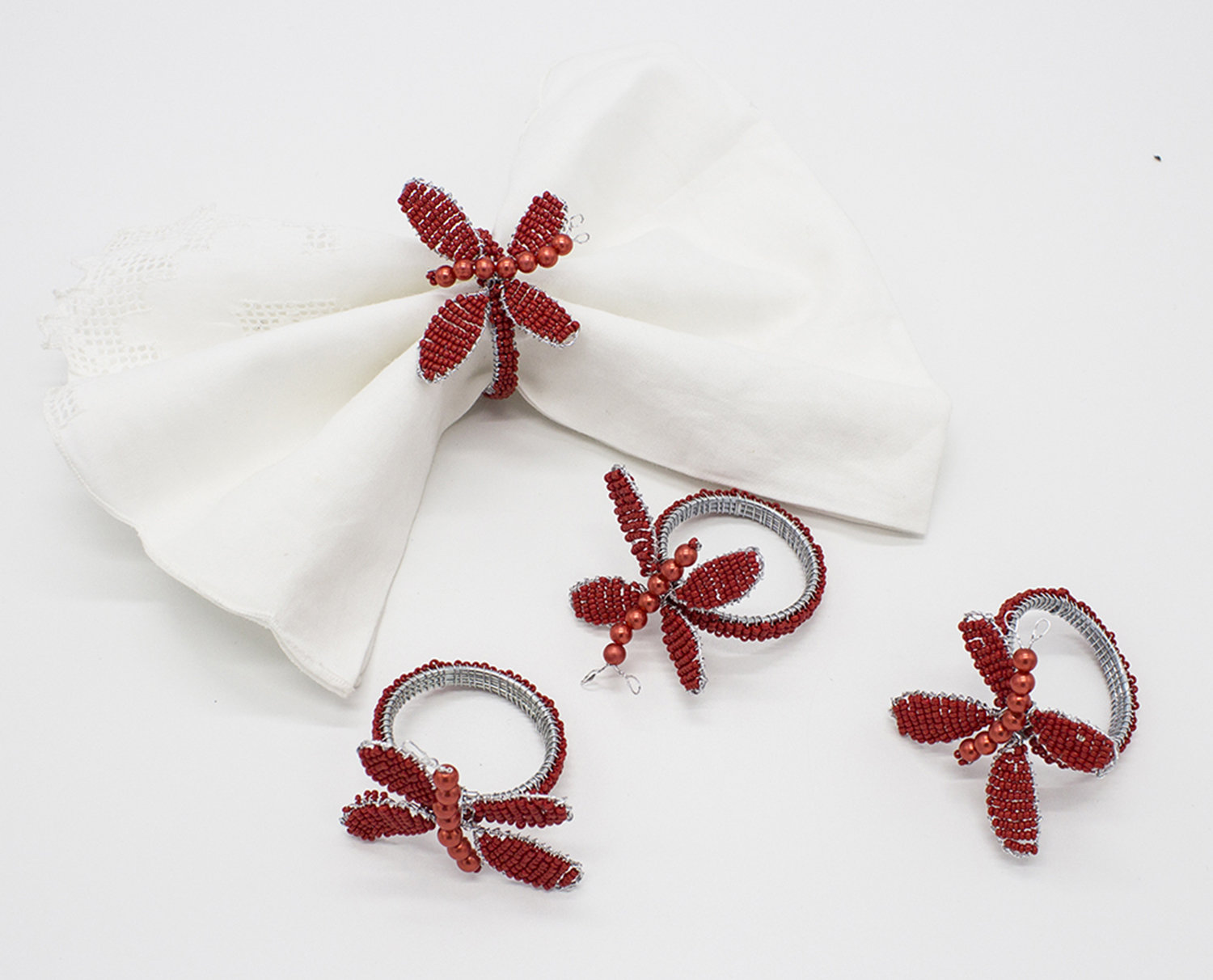 Ophelia & Co. Hand Beaded Beads Butterfly Napkin Rings - Set Of 4 ...