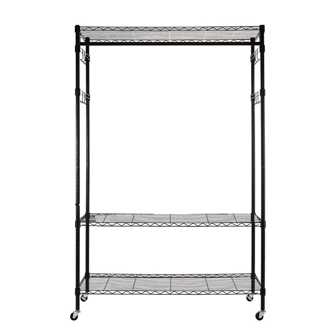 Rebrilliant 3 Tiers Rolling Adjustable Wire Clothing Garment Rack with ...