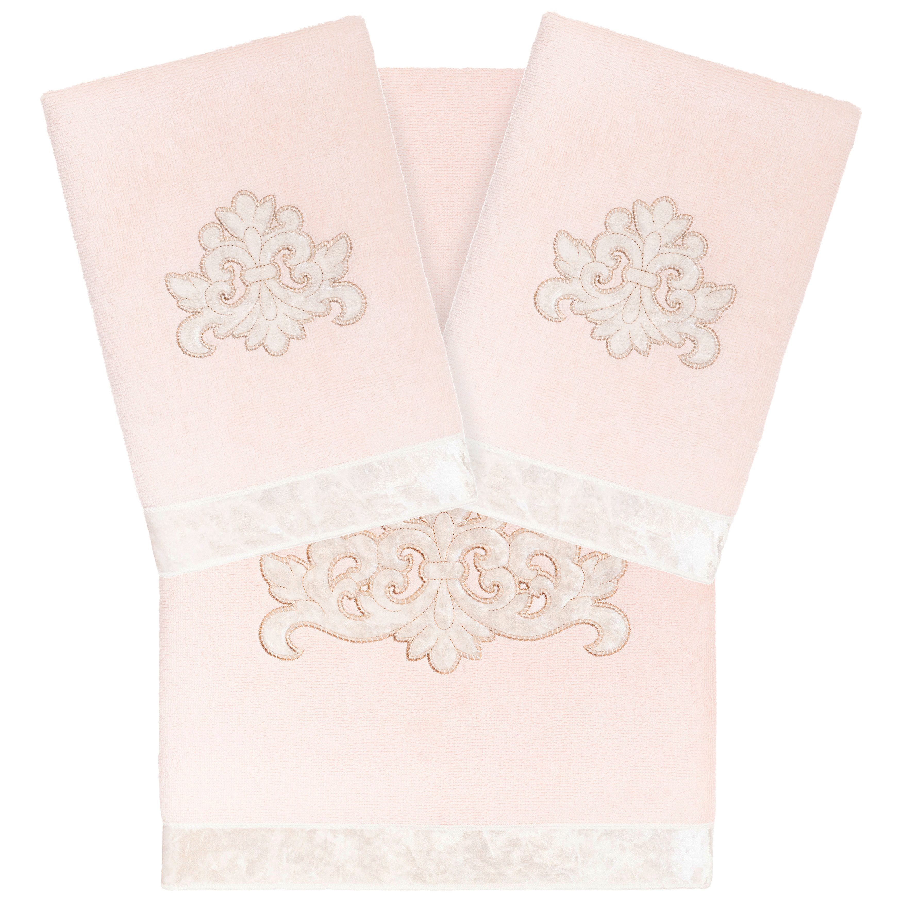 Linum Home Textiles Fleur De Lis 100% Turkish Cotton 3 Piece Towel Set ...