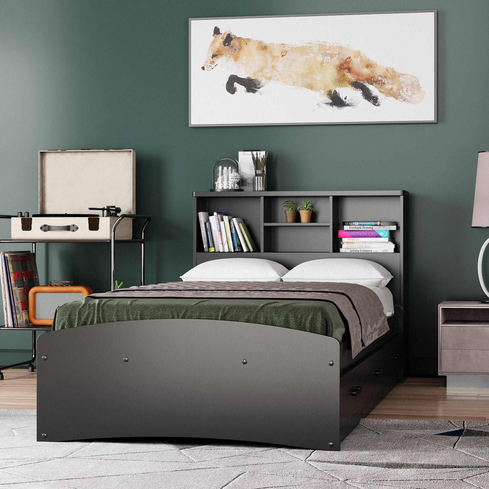 Lark Manor Annegie Captain Bed with 3 Reversible Drawers on Left or ...