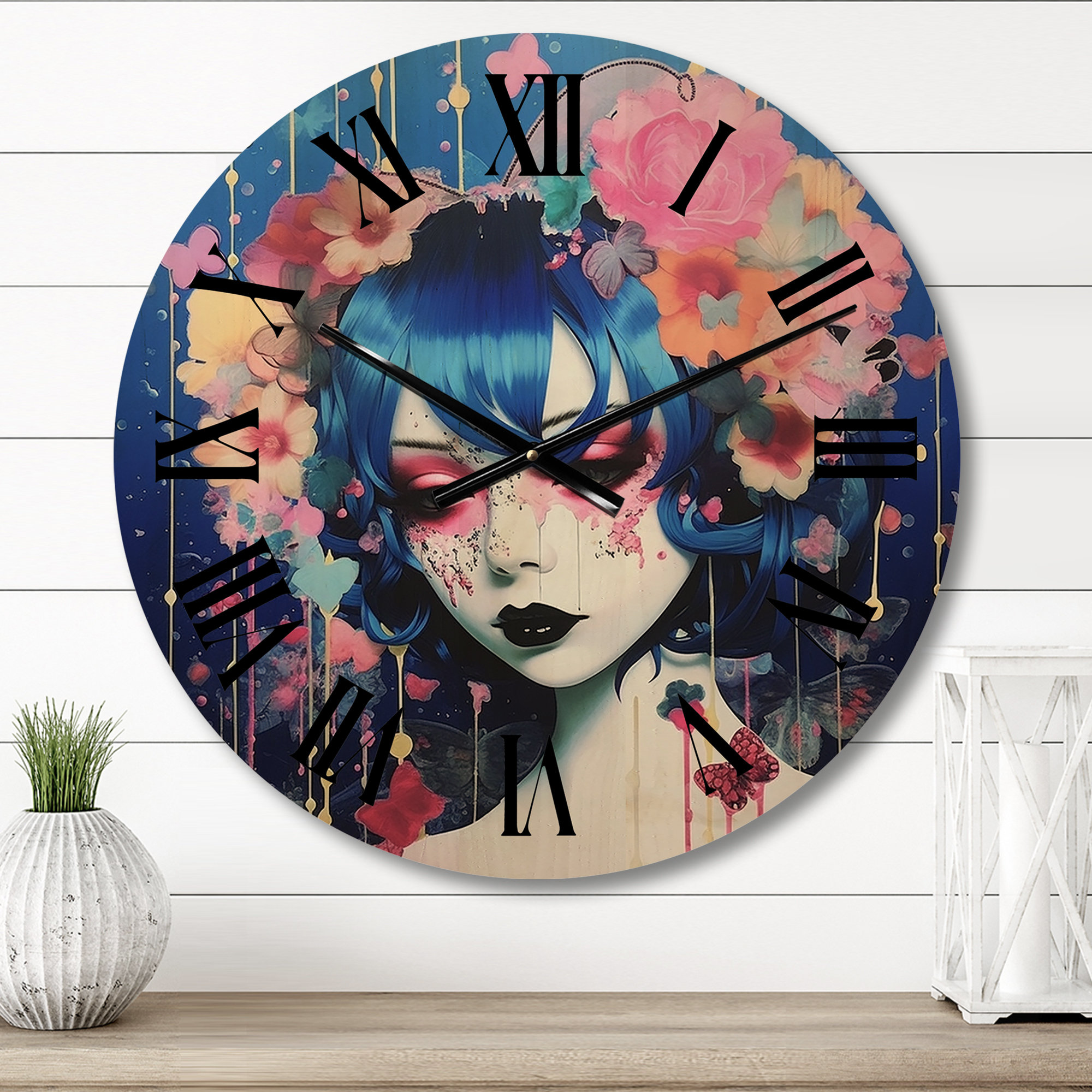 East Urban Home Indigo Retro Asian Flower Woman Portrait I - Asian ...