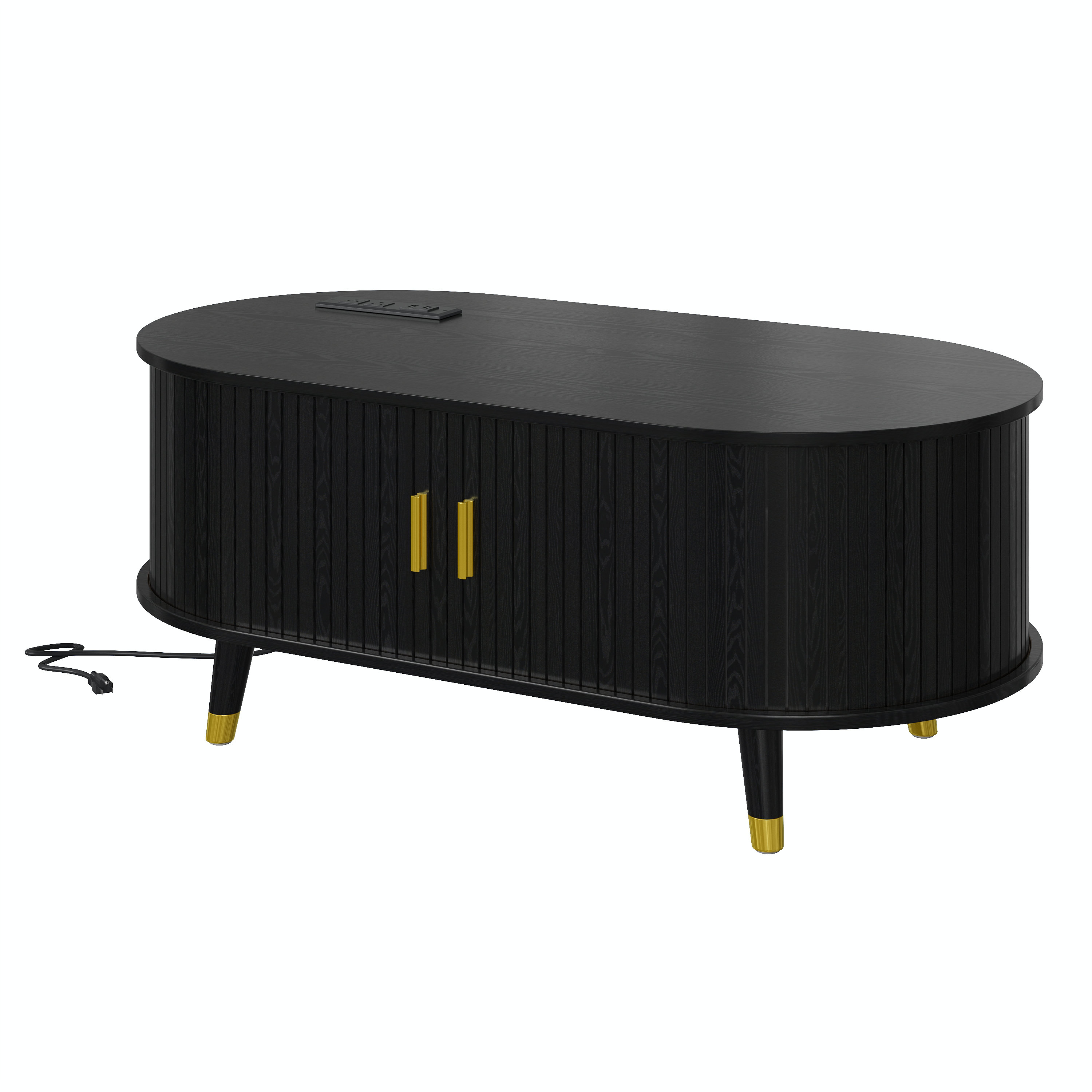 George Oliver Oval Design Coffee Table With Charging Station And ...