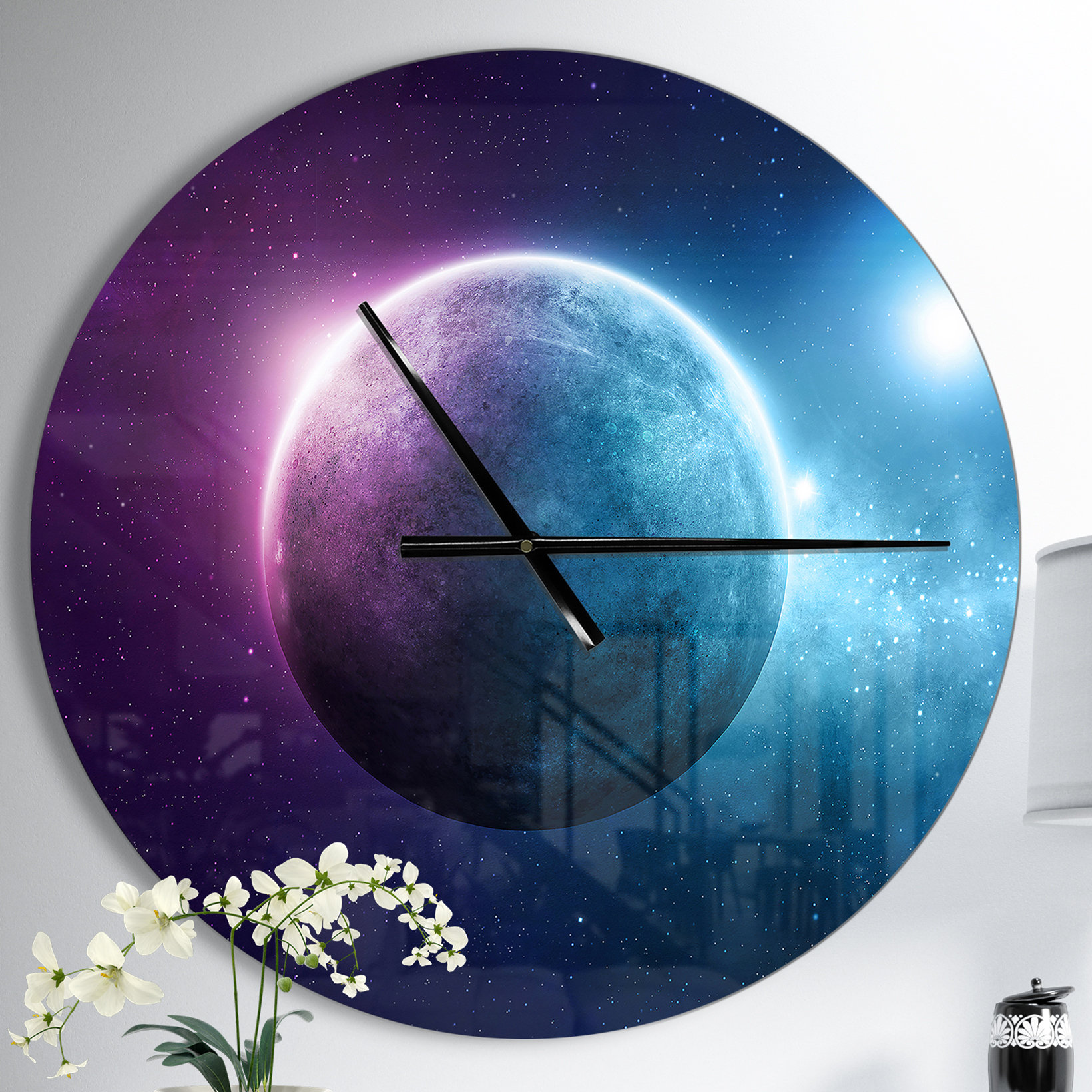 East Urban Home Deep Space Planet - Modern wall clock | Wayfair