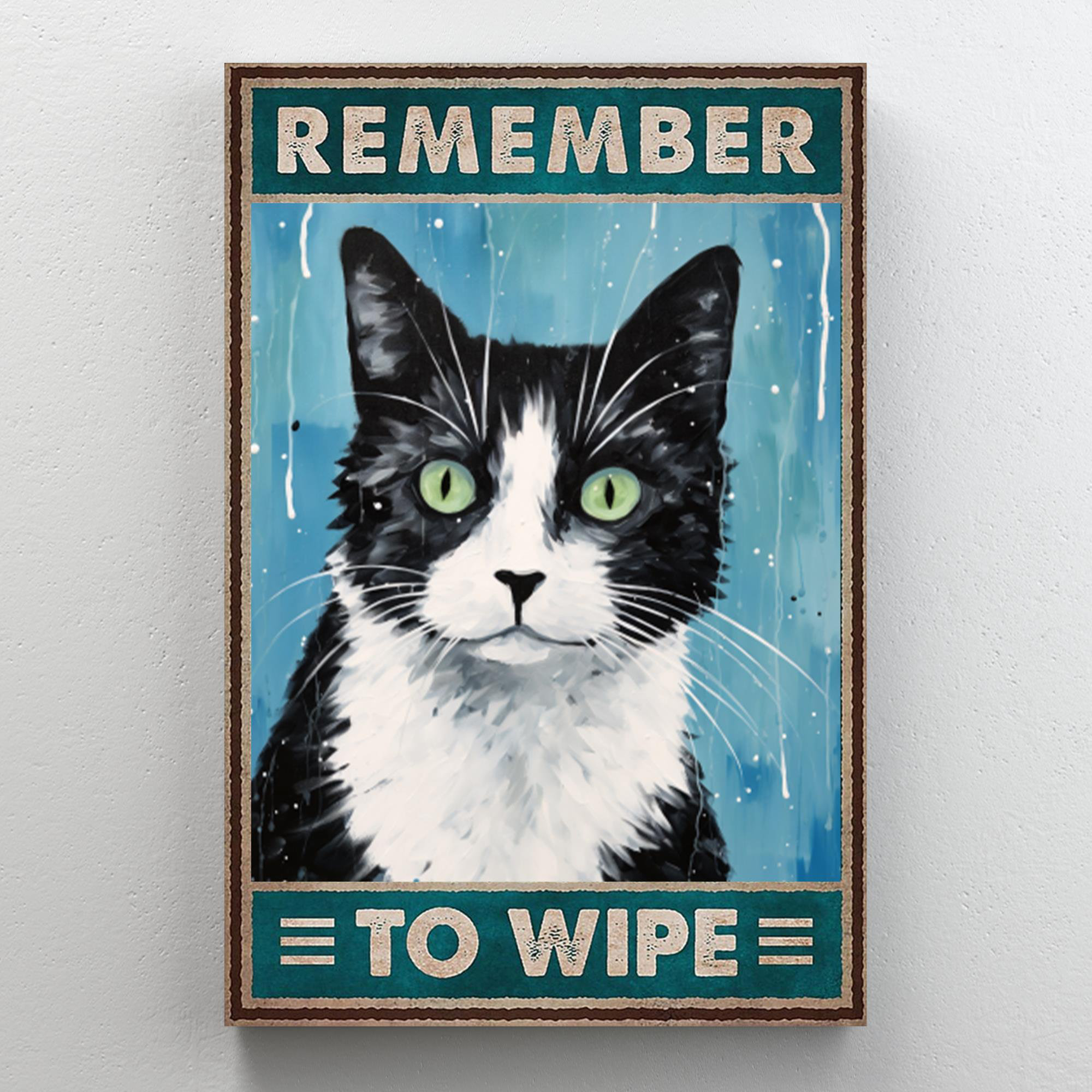 Trinx Jannita Tuxedo Cat Remember To Wipe 1 - 1 Piece Rectangle Graphic ...
