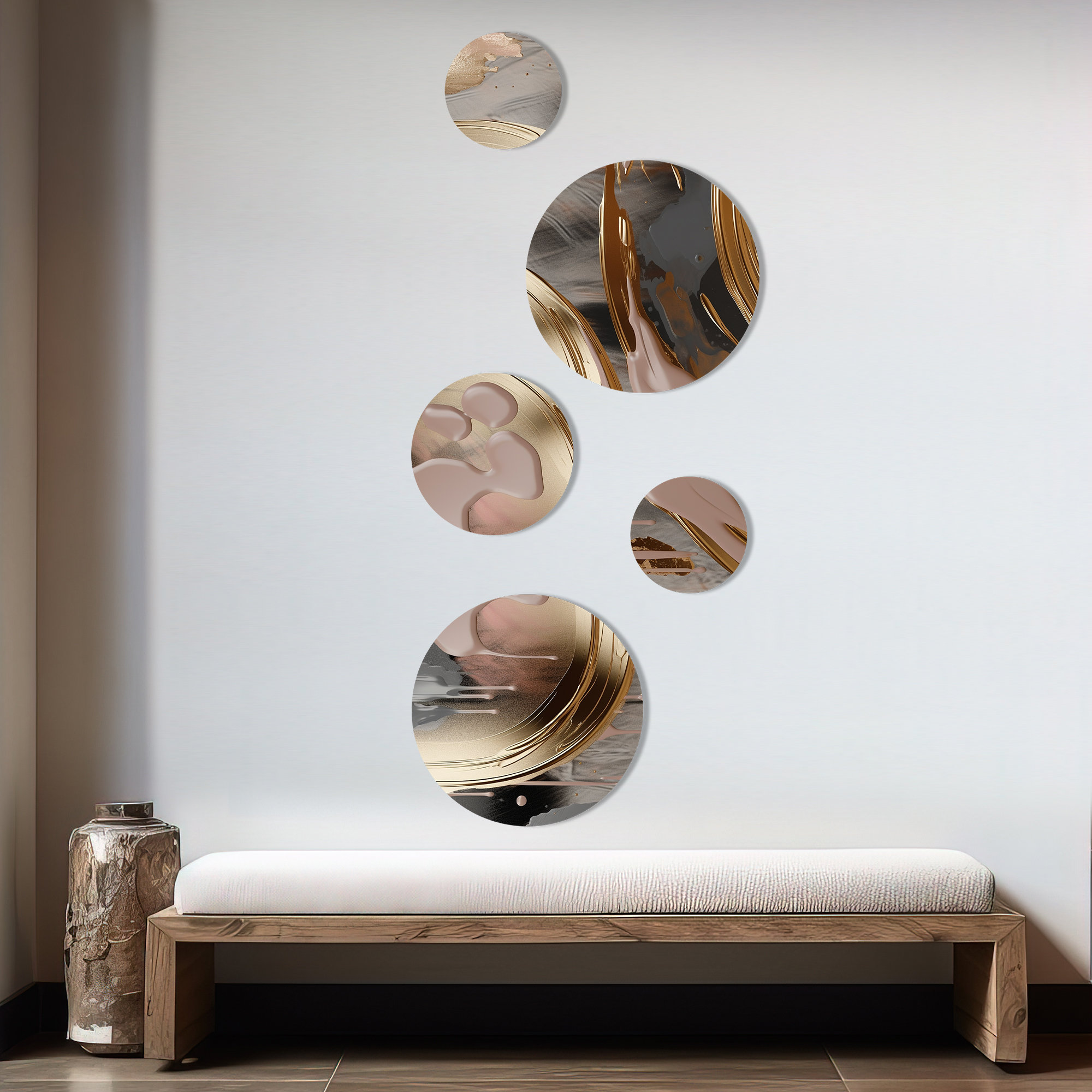 Mercer41 Abstract Golden And Pink Infinity Circles IV - Liquid Ink ...