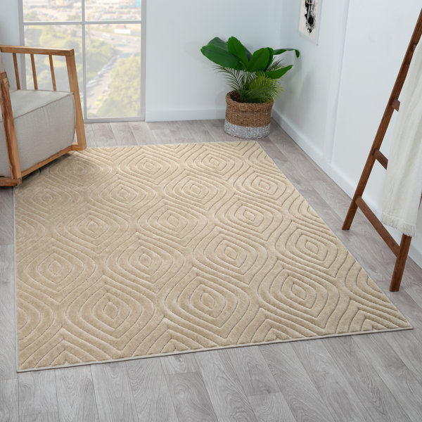 Ivy Bronx Kaile Performance Transitional Modern Geometric Ogee Beige ...