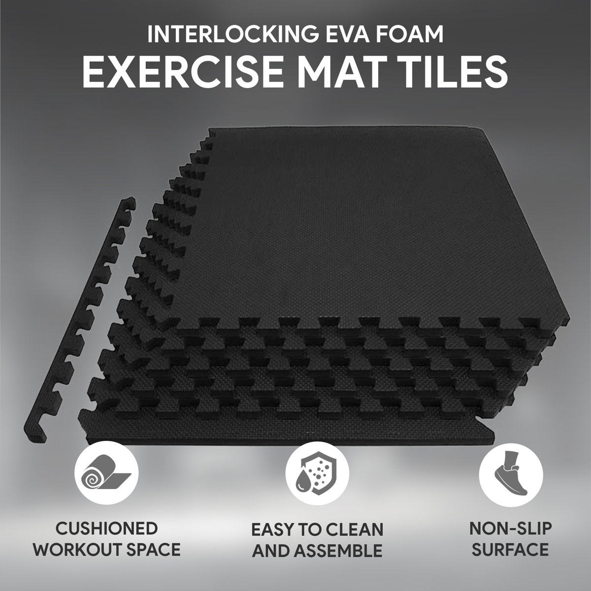 BalanceFrom Fitness 24 Sq Ft Interlocking EVA Foam Exercise Mat Tiles ...