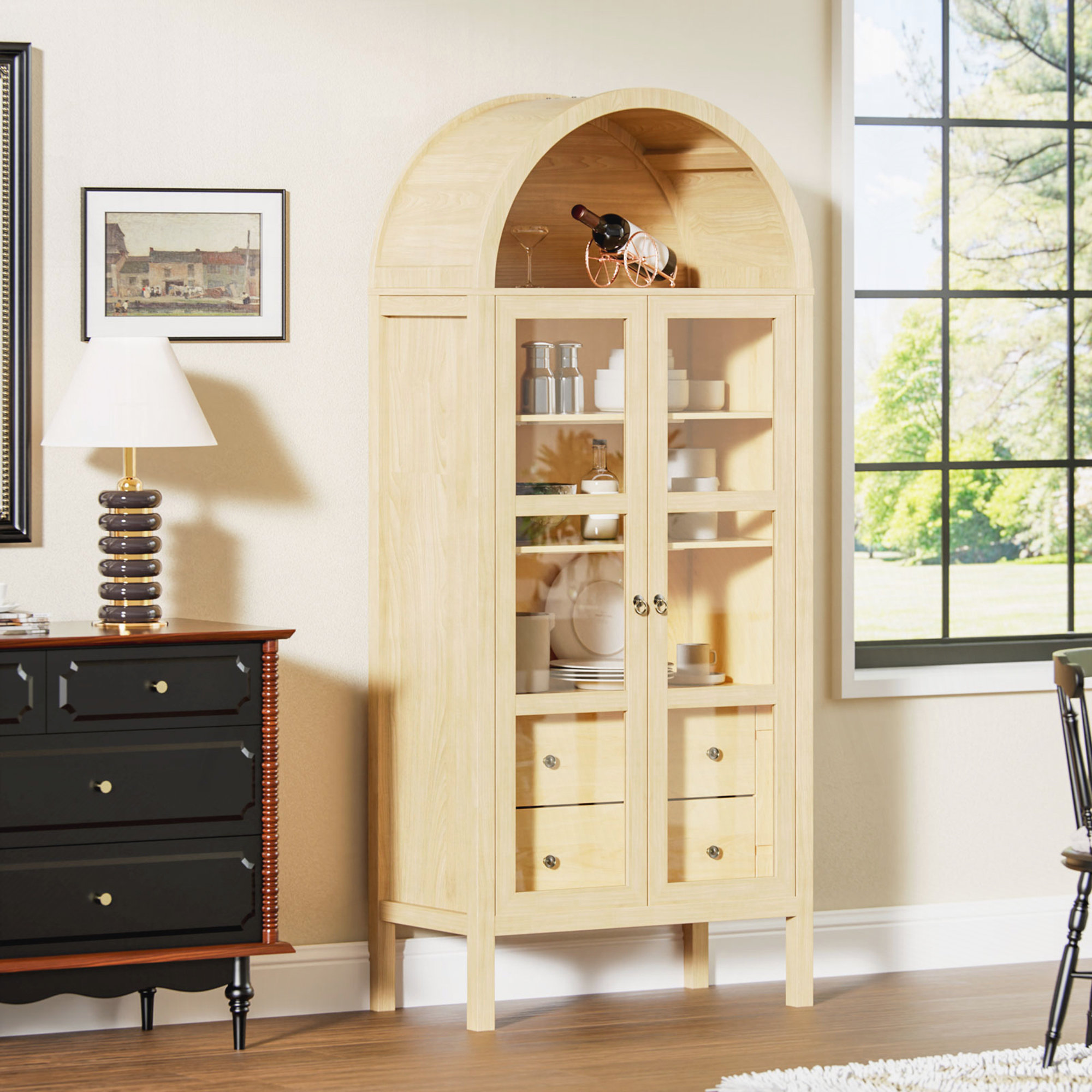 Latitude Run® Modern Arched Cabinet With Glass Doors - Wayfair Canada