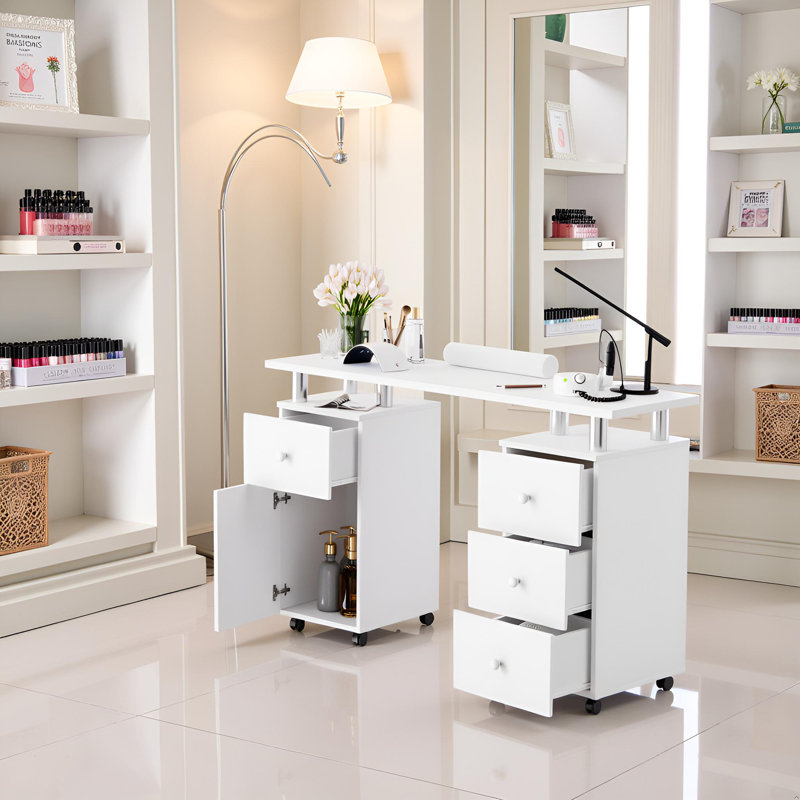 Latitude Run® Nail Desk for Nail Tech 47 inch Manicure Table with ...